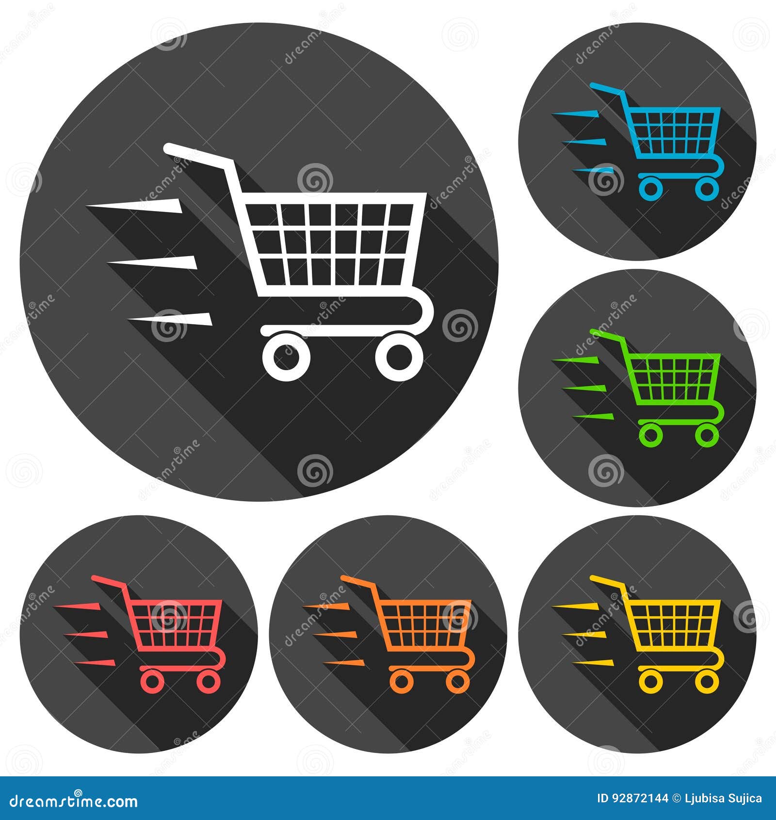 Vector Fast Shopping Cart Icons Set with Long Shadow Stock Vector ...