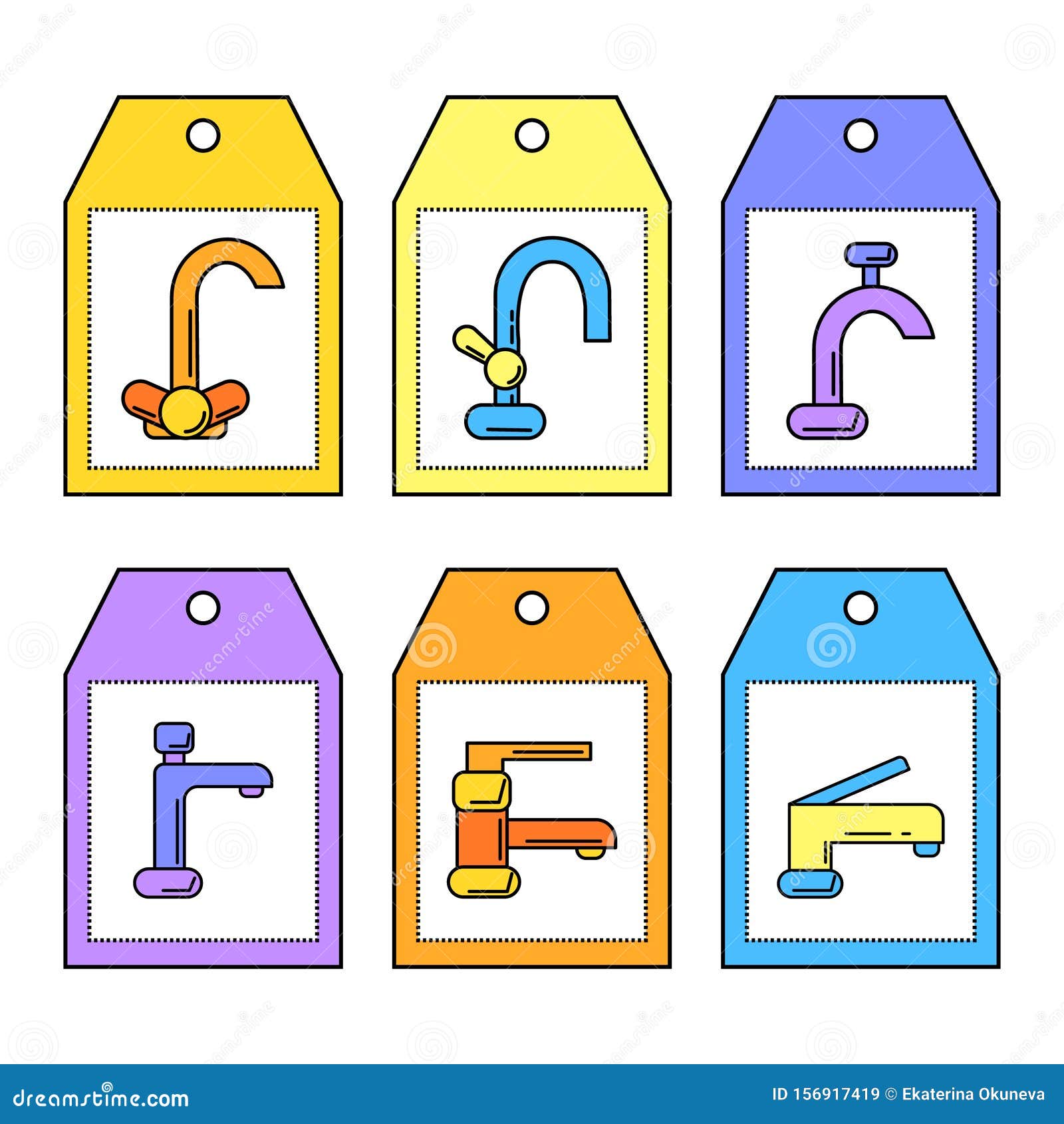 Vector Faucet Labels. Plumbing Elements for Design and Web Stock Vector ...