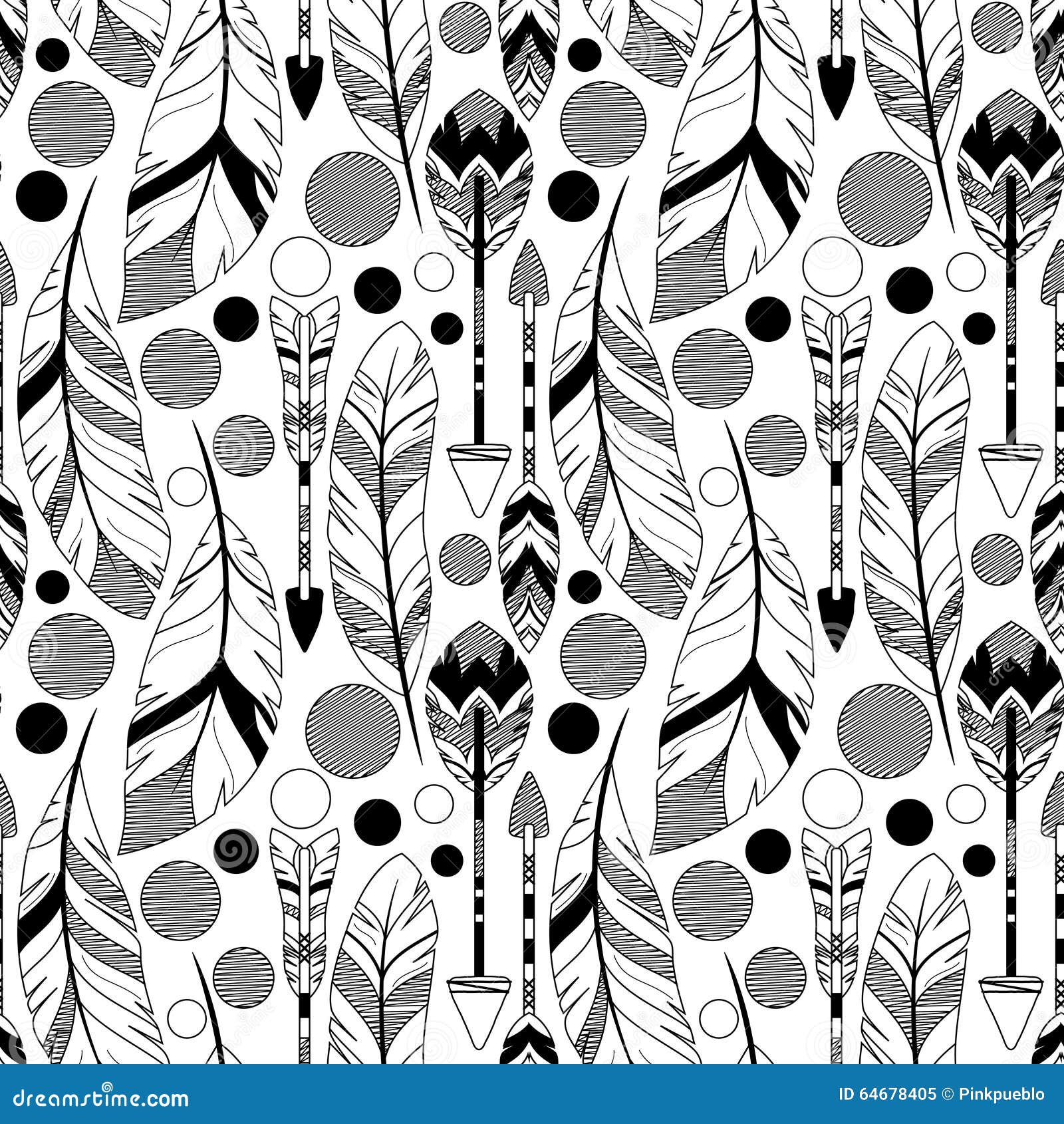 Vector Feather and Arrow Background Pattern - Seamless and Tileable ...
