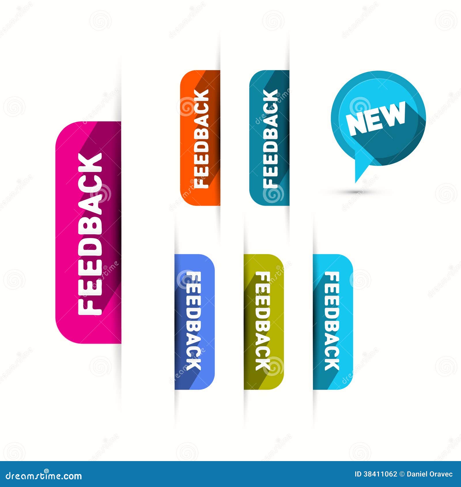 Vector Feedback Survey Flat Icon Set. Five Color Smile Star Sign ...