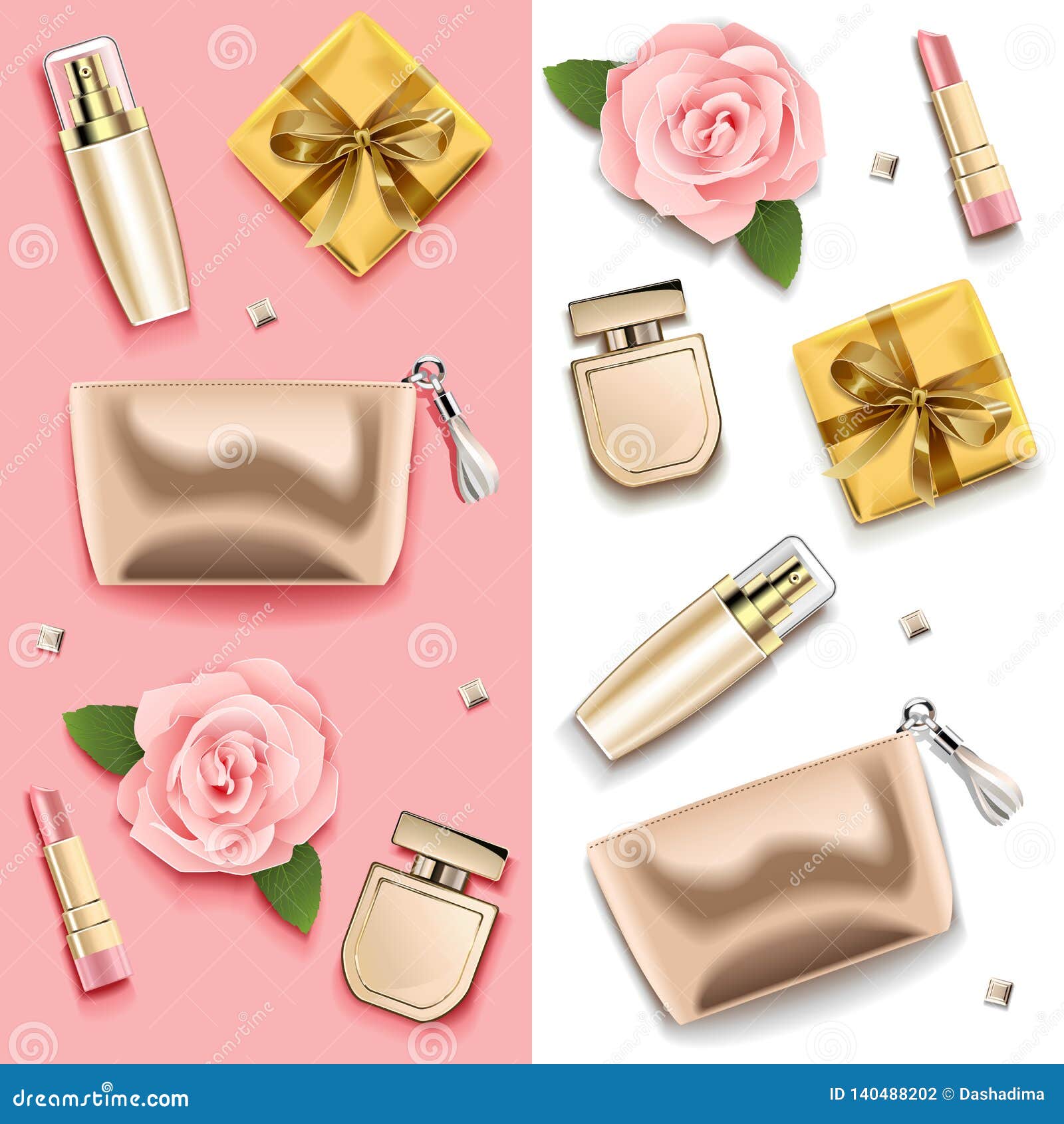 Vector Female Accessories Double Set 3 Stock Vector - Illustration of ...