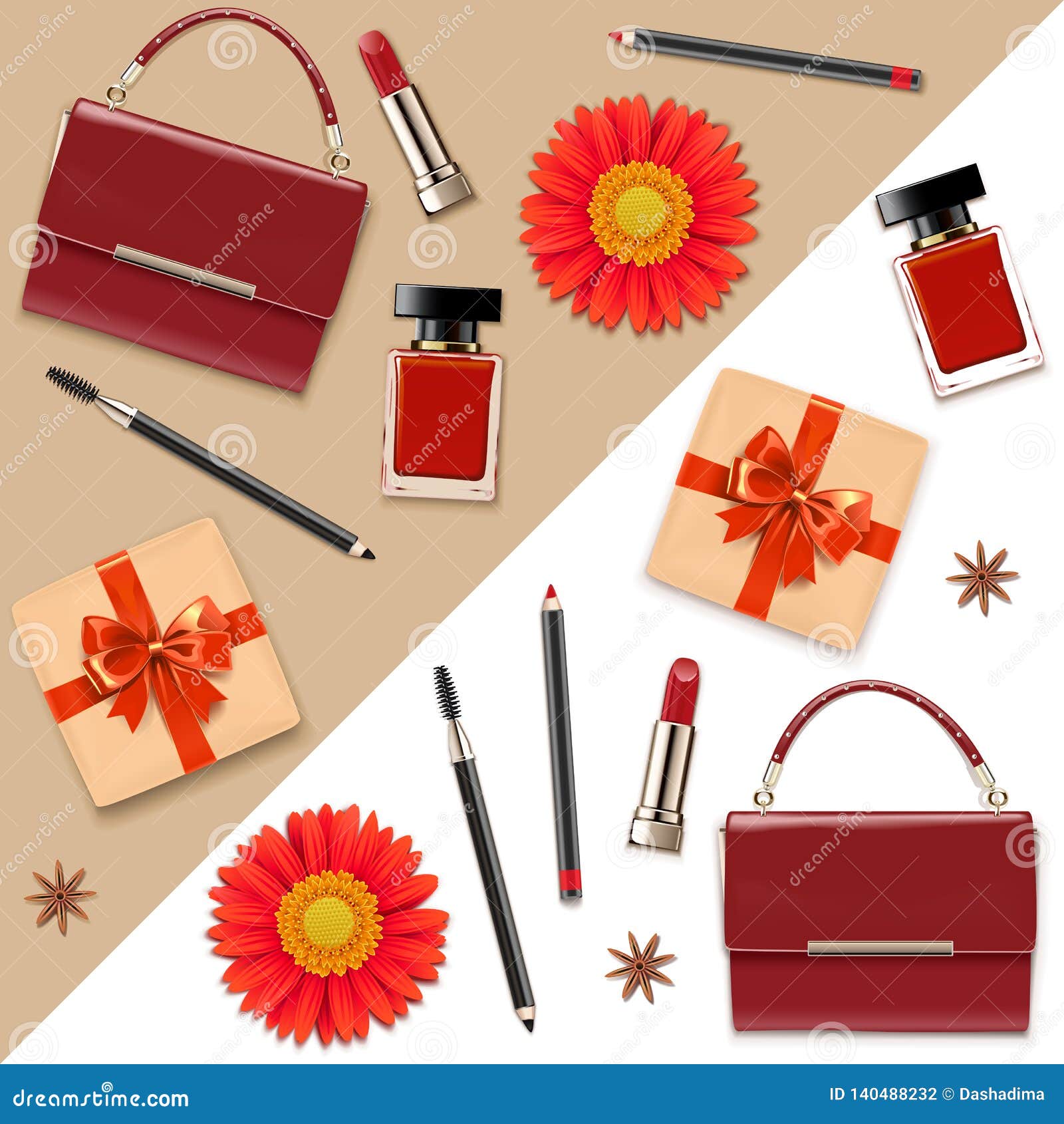 Vector Female Accessories Double Set 5 Stock Vector - Illustration of ...