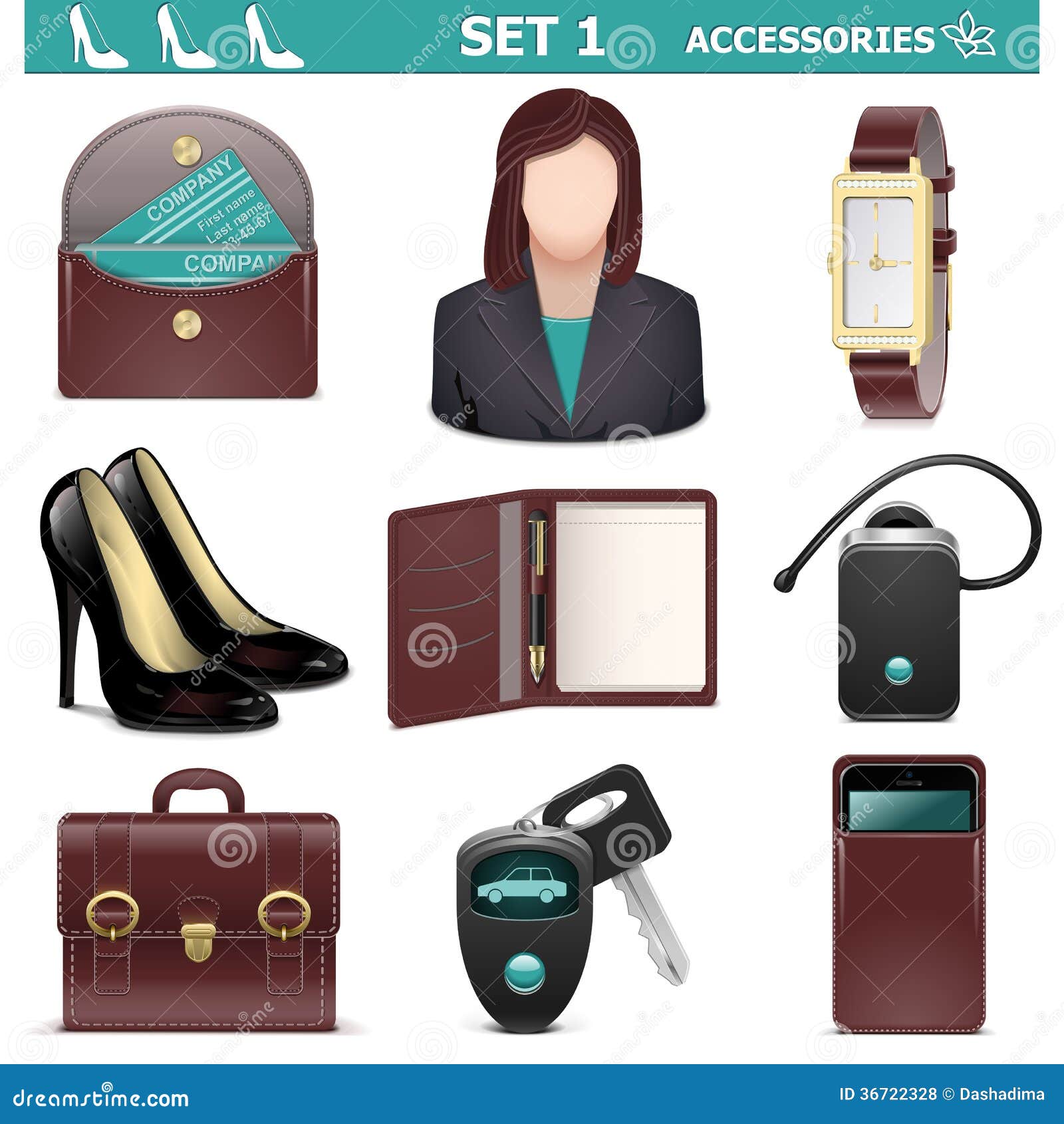 Vector Female Accessories Set 1 Stock Vector - Illustration of ...