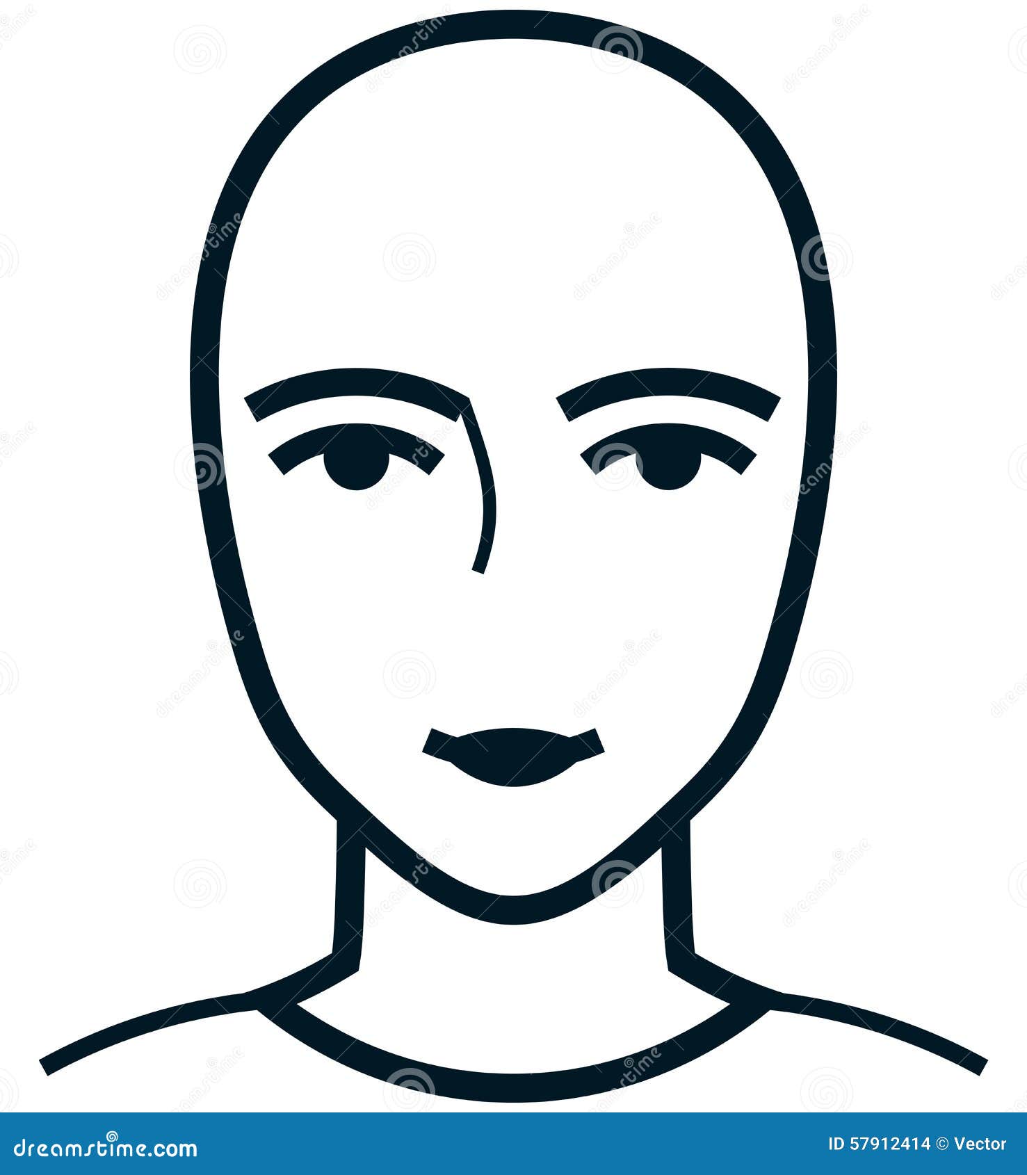 Vector Female Face Illustration Isolated on White Stock Vector ...