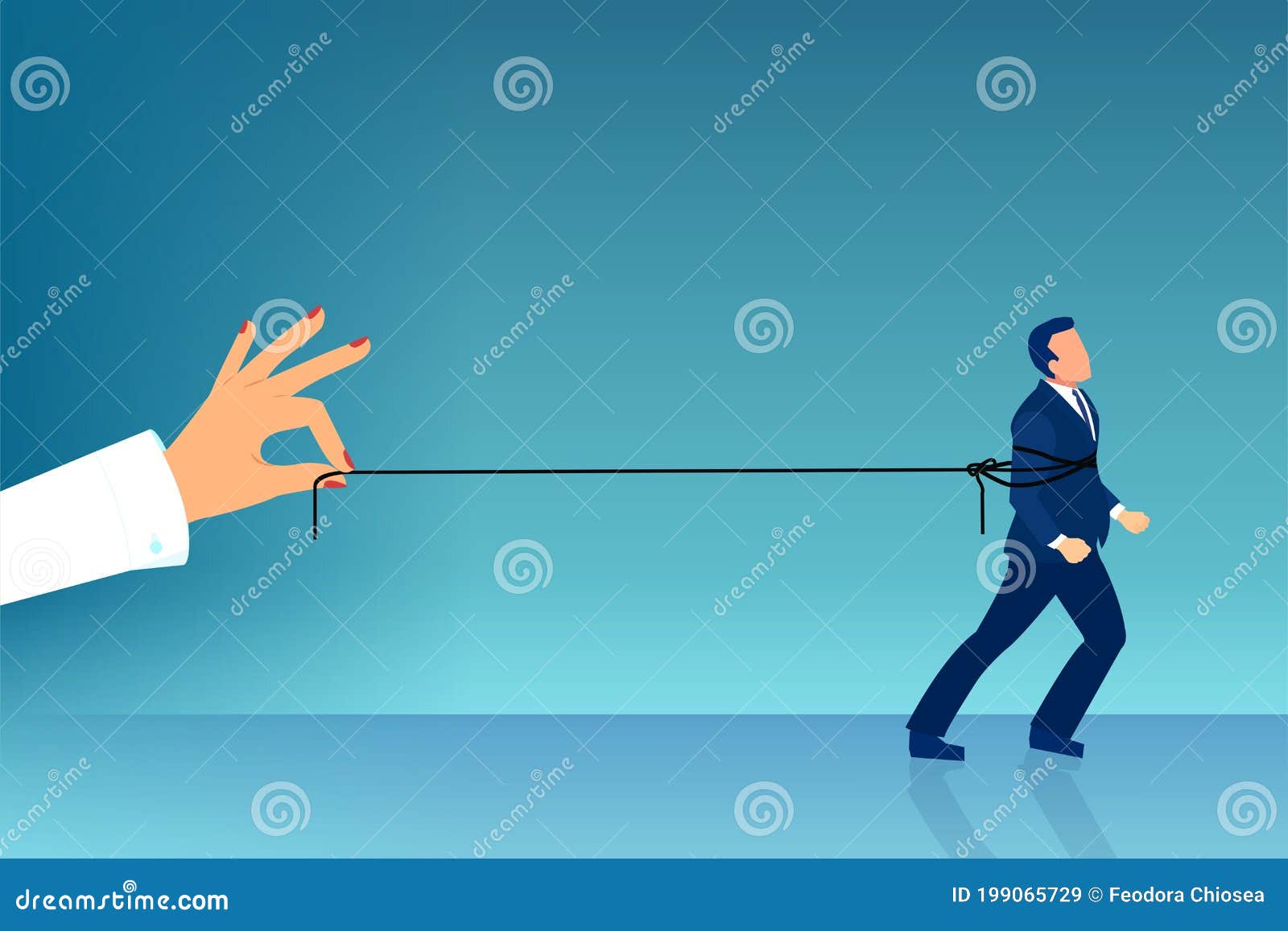 Vector of a Female Hand Pulling a Man on the Rope Stock Vector ...