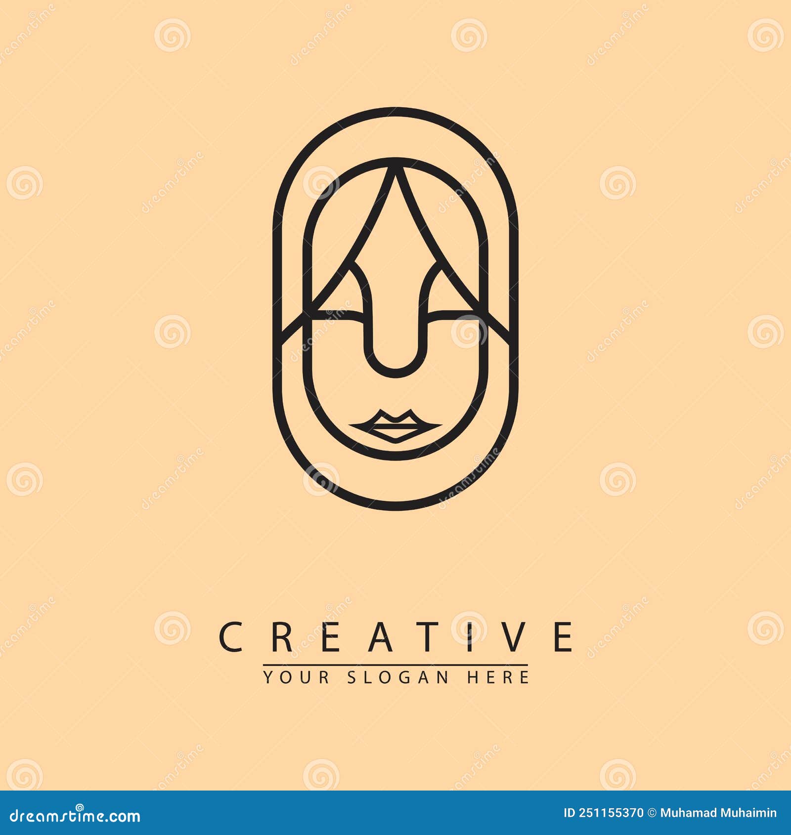 Vector Female Head Shape Line Logo Stock Vector - Illustration of ...