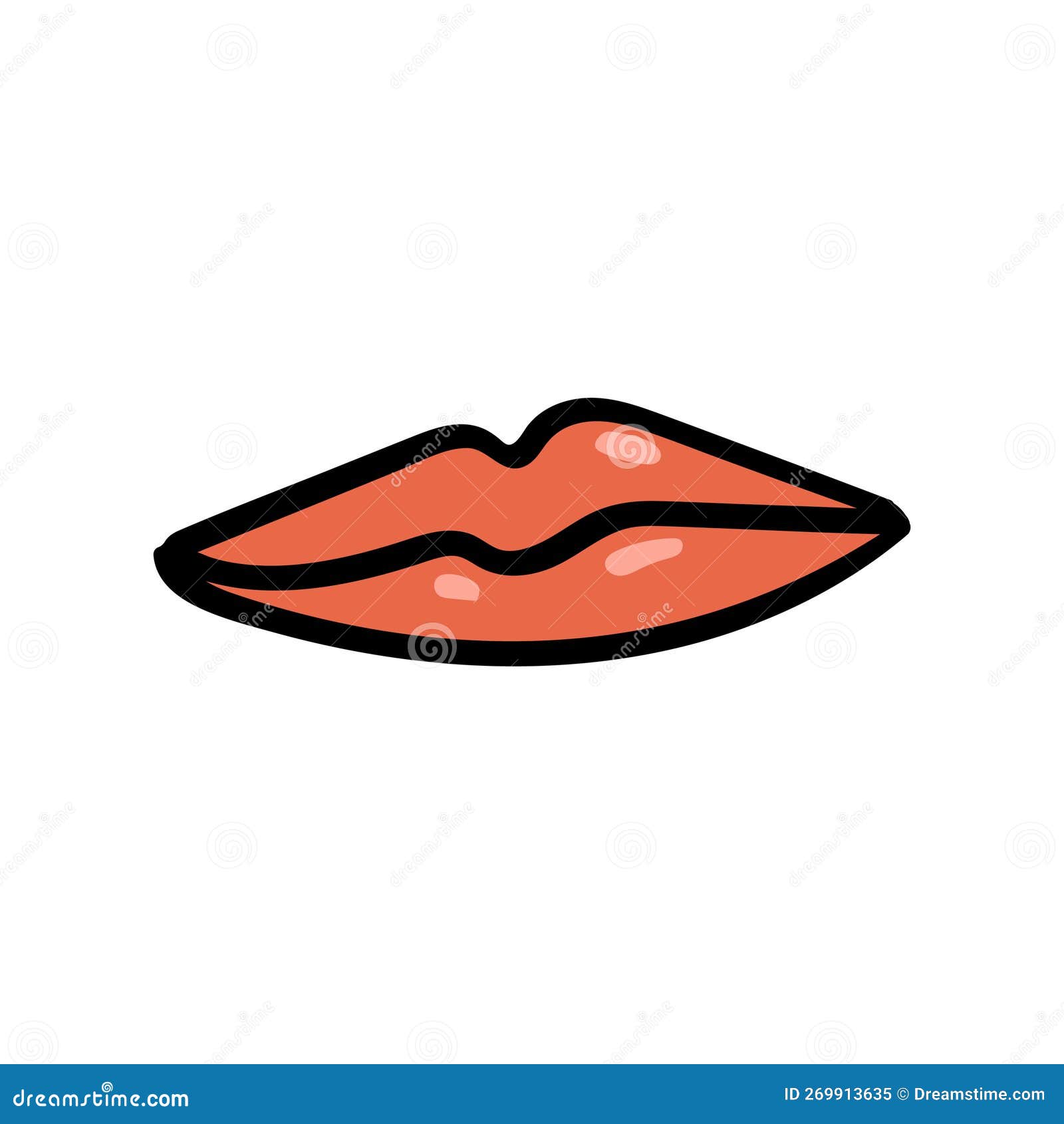 Vector Female Lips Hand Draw. Isolate Lips in Doodle Style. Stock ...