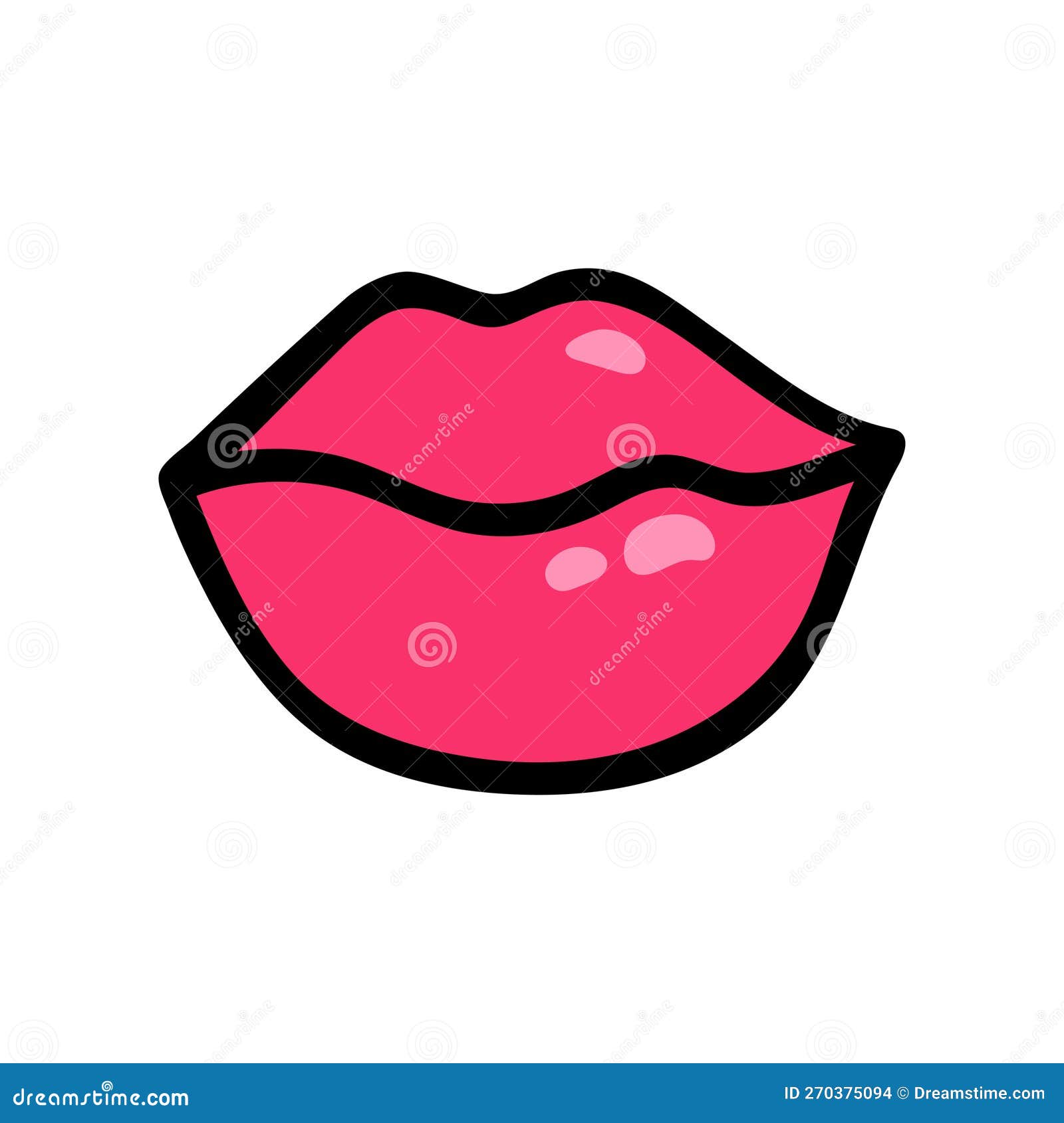Vector Female Lips Hand Draw. Isolate Lips in Doodle Style. Stock ...