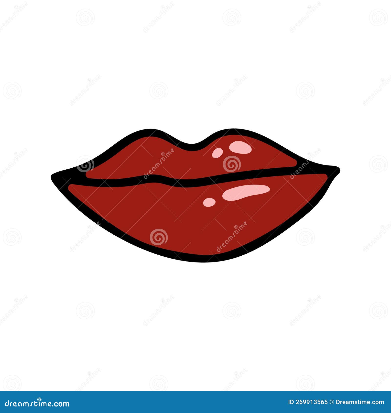 Vector Female Lips Hand Draw. Isolate Lips in Doodle Style. Stock ...