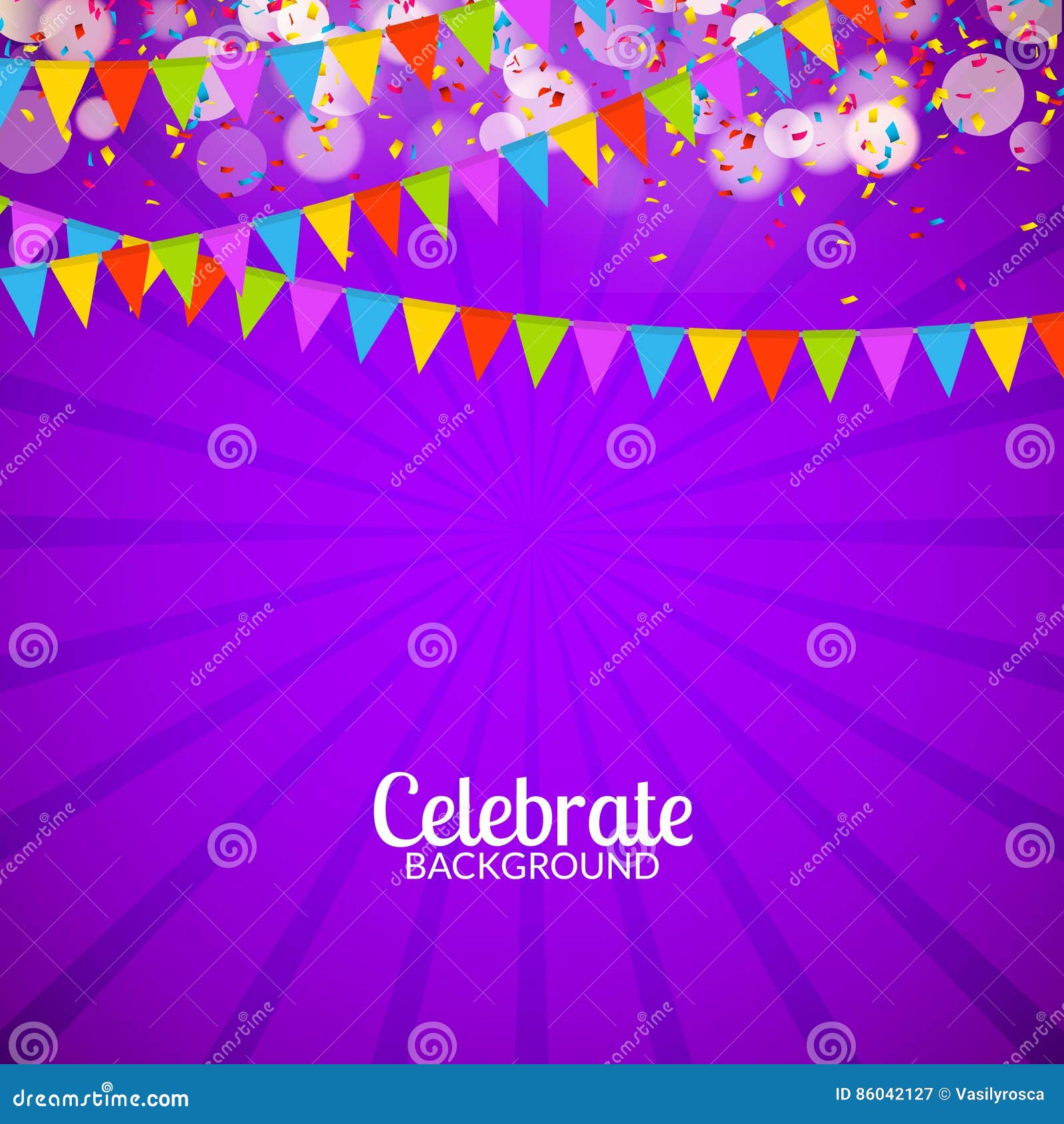 Vector Festive Card with Confetti, Party Invitation. Festive ...