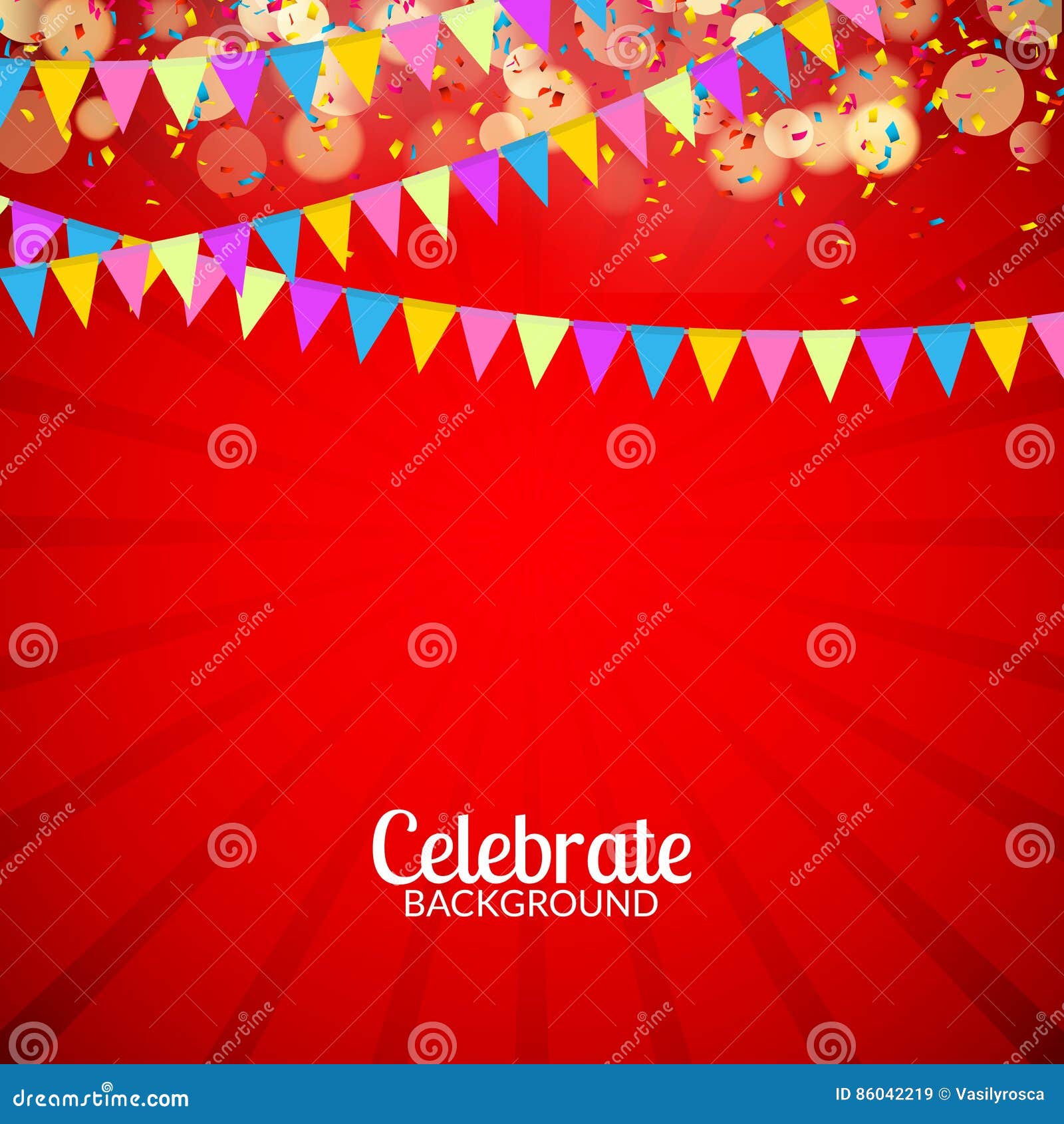 Vector Festive Card with Confetti, Party Invitation. Festive ...