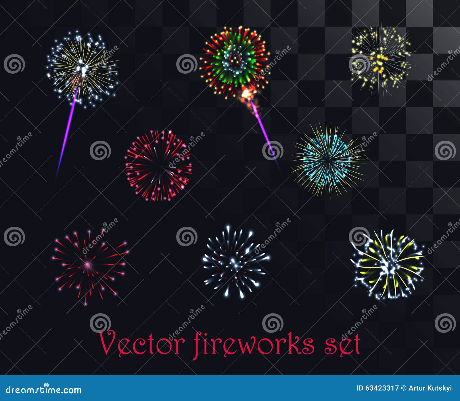 Festive Patterned Firework Bursting In Various Shapes Sparkling ...