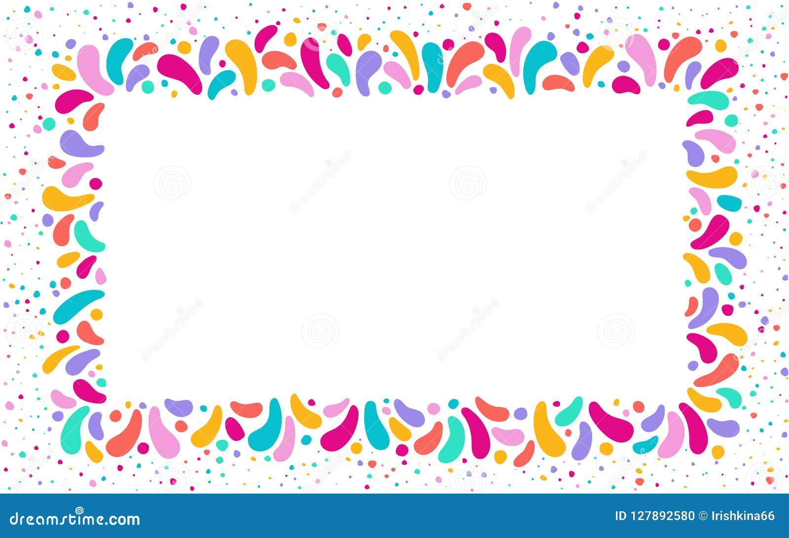 Vector Festive Rectangular Frame with Ornament of Multicolor Drops. for ...