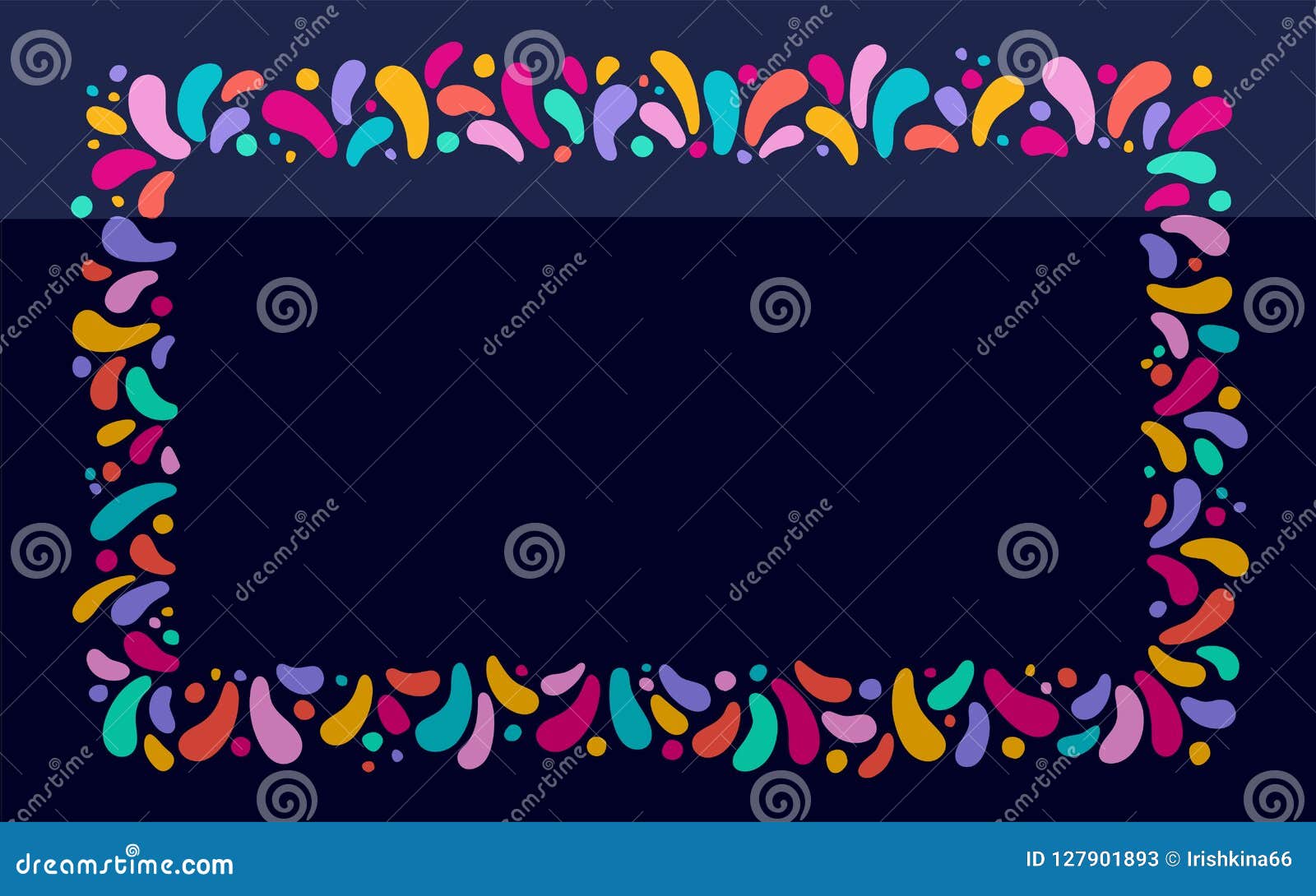 Vector Festive Rectangular Frame with Ornament of Multicolor Drops. for ...