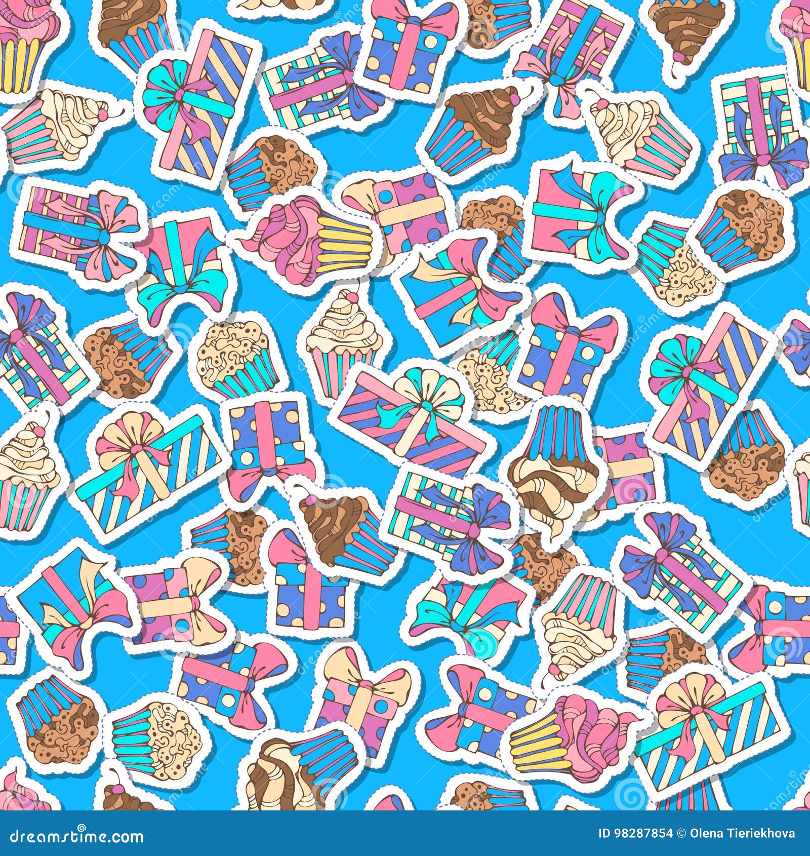 Vector Festive Seamless Pattern. Stock Vector - Illustration of blue ...