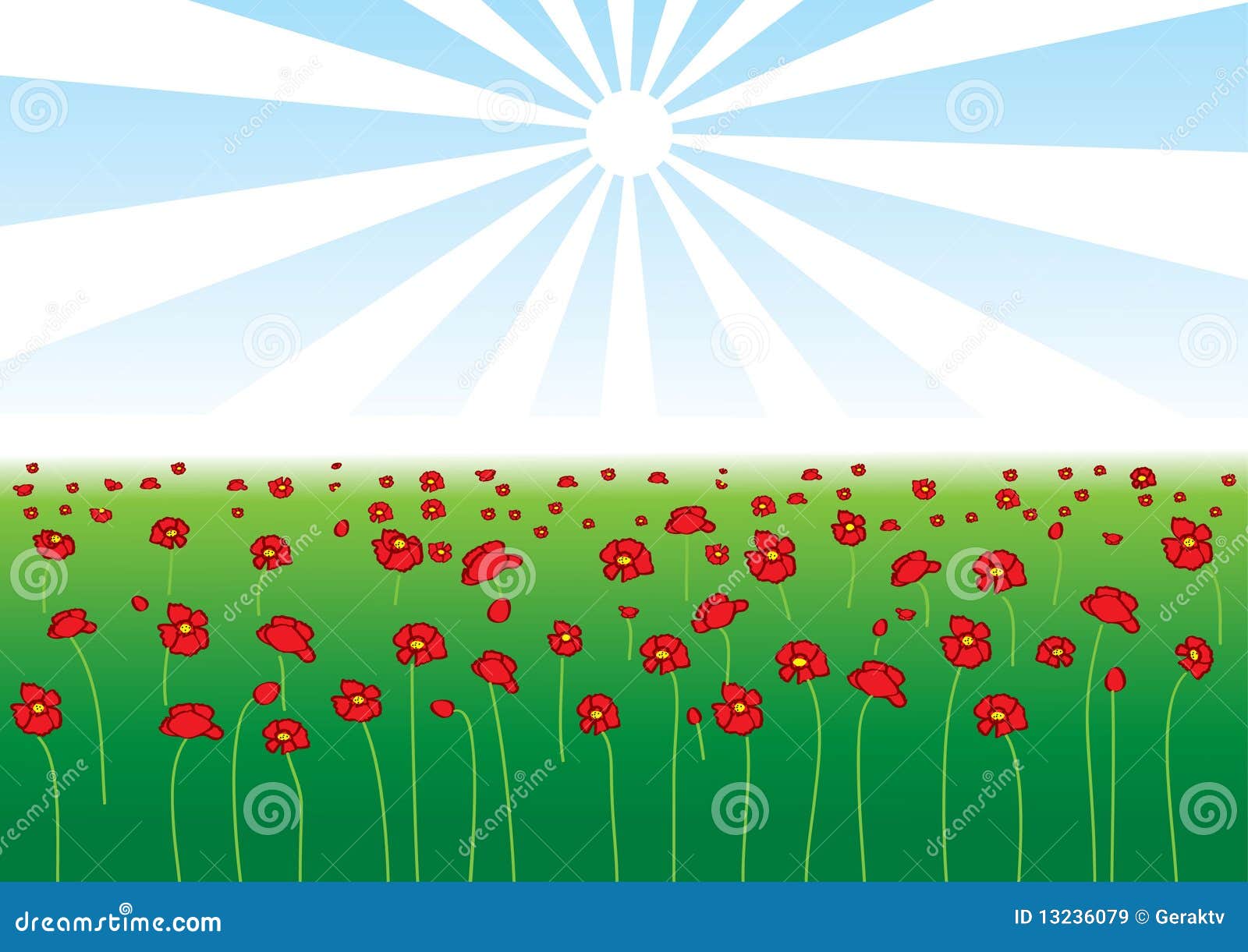 Vector field of poppy stock vector. Illustration of decoration - 13236079