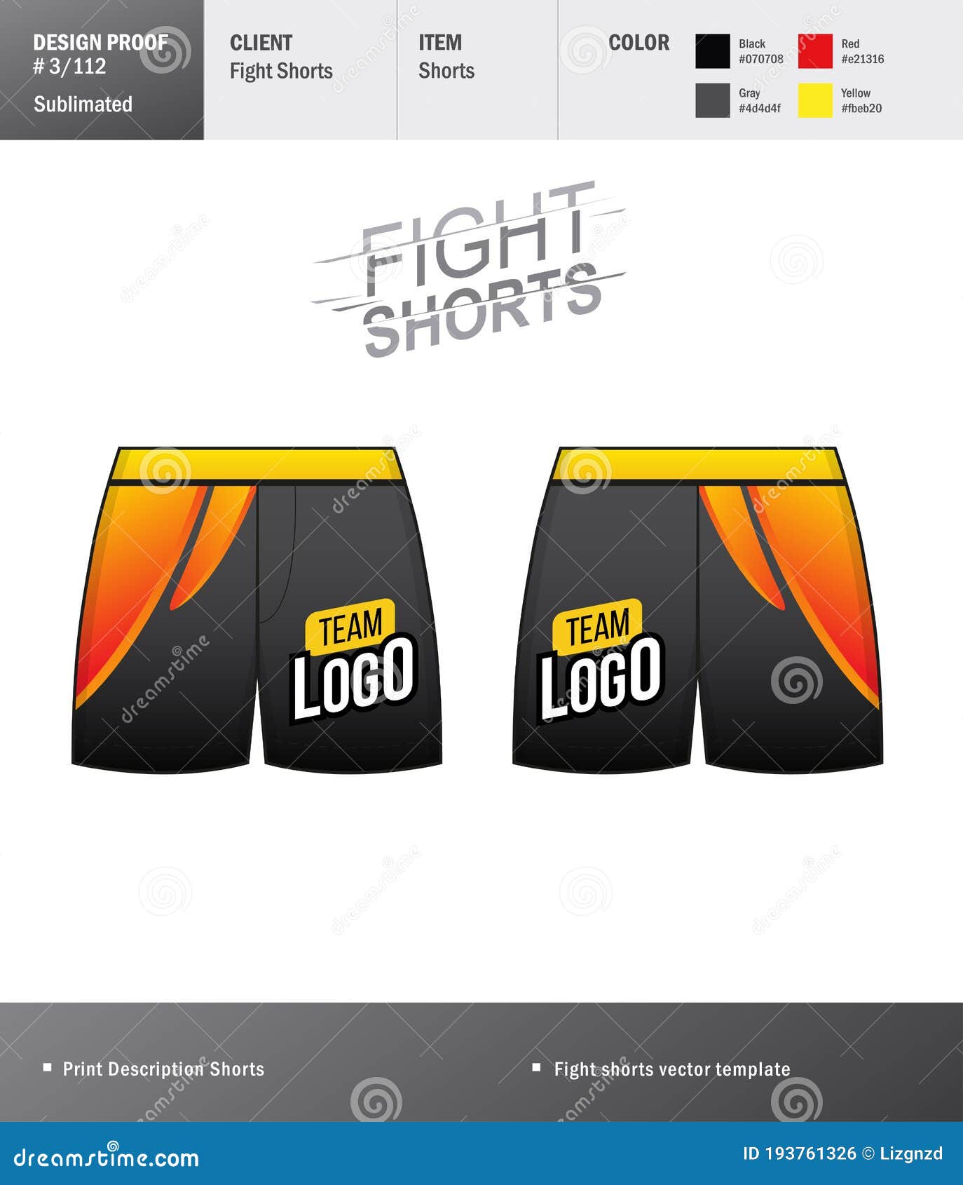 Vector Fight Shorts Template for Your Design. Template Sport Short for ...