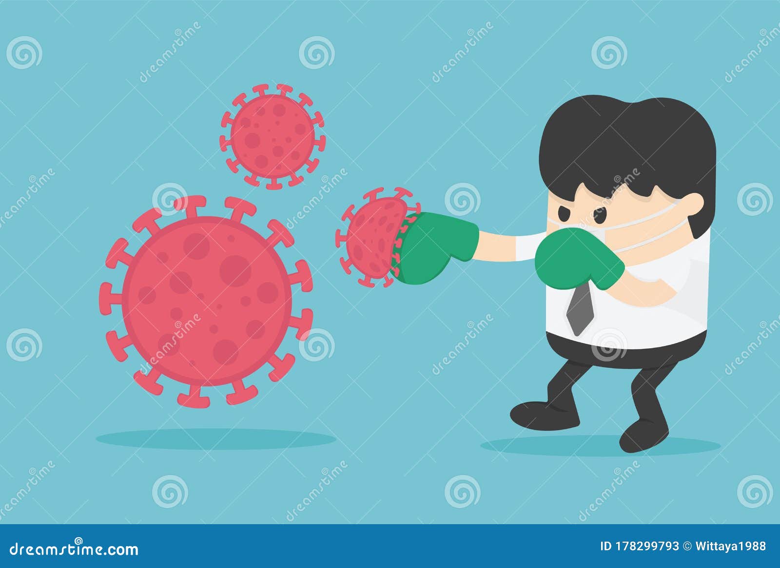 Vector Fight Virus. Cartoon Character Fighting with Virus Stock Vector ...