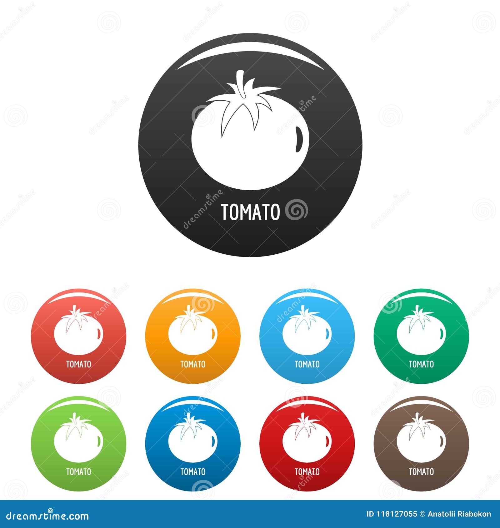 Vector Fijado Iconos Del Color Del Tomate Ilustración del Vector ...