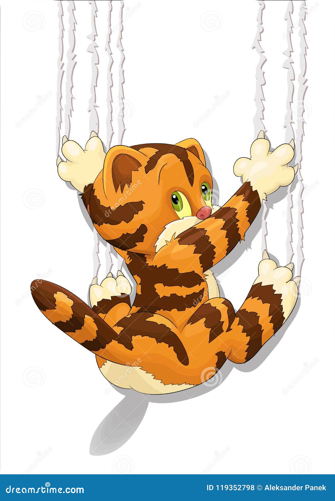 Cute scratching cat stock illustration. Illustration of funny - 119352798