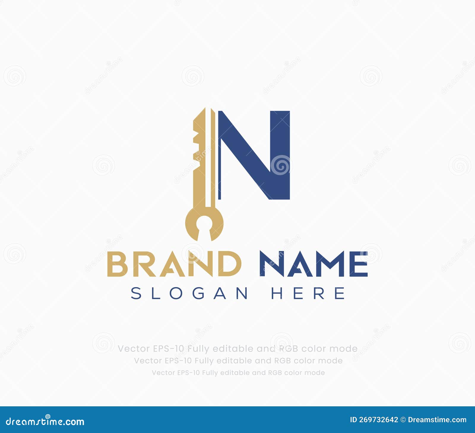 Letter N key logo stock vector. Illustration of text - 269732642