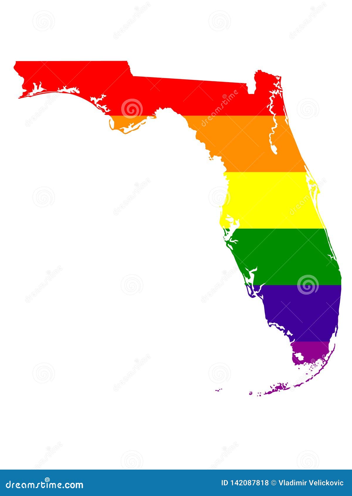 Florida map with LGBT flag stock vector. Illustration of parade - 142087818
