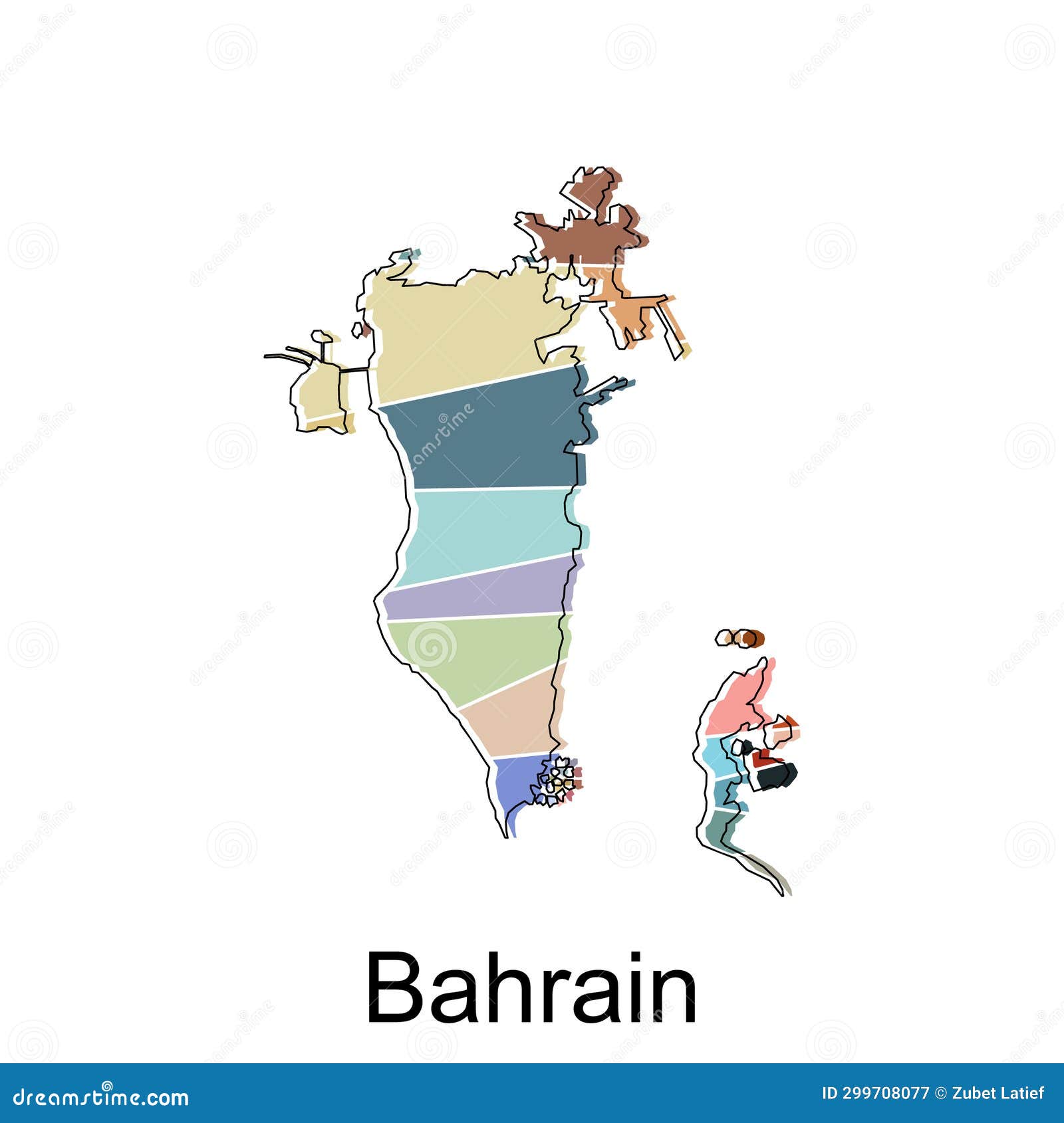 Vector File Map of Bahrain, Iran Regions Map Illustration Design ...