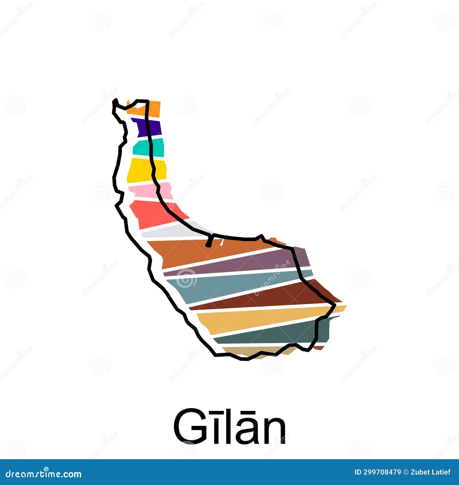 Vector File Map of Gilan, Iran Regions Map Illustration Design Template ...
