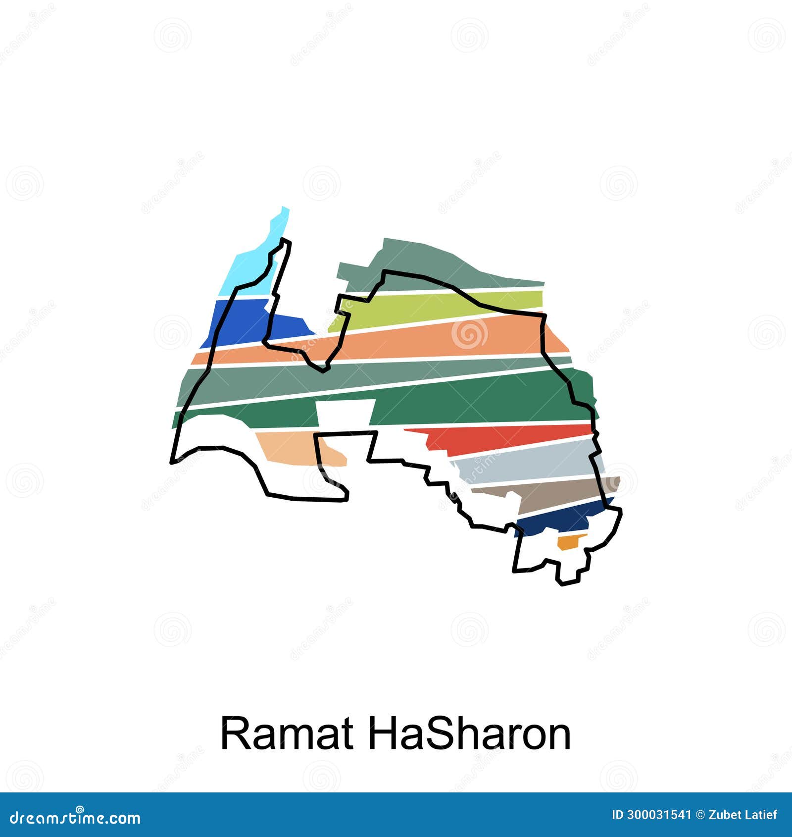 Hod Hasharon Map Icon Vector Illustration Design Template, Stylized ...