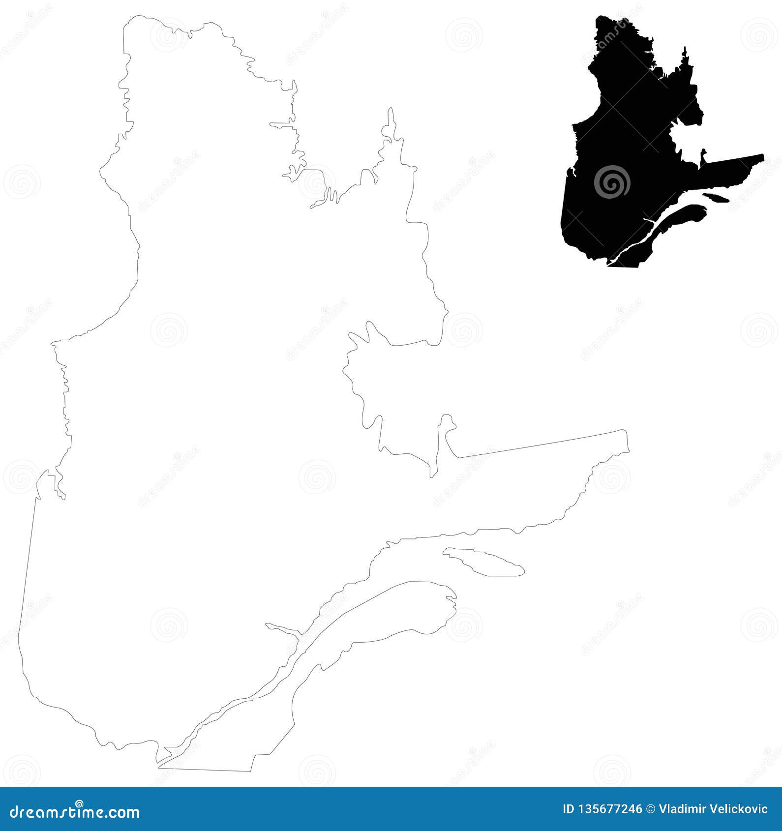 Quebec Map - the Biggest Province and Territory of Canada Stock Vector ...