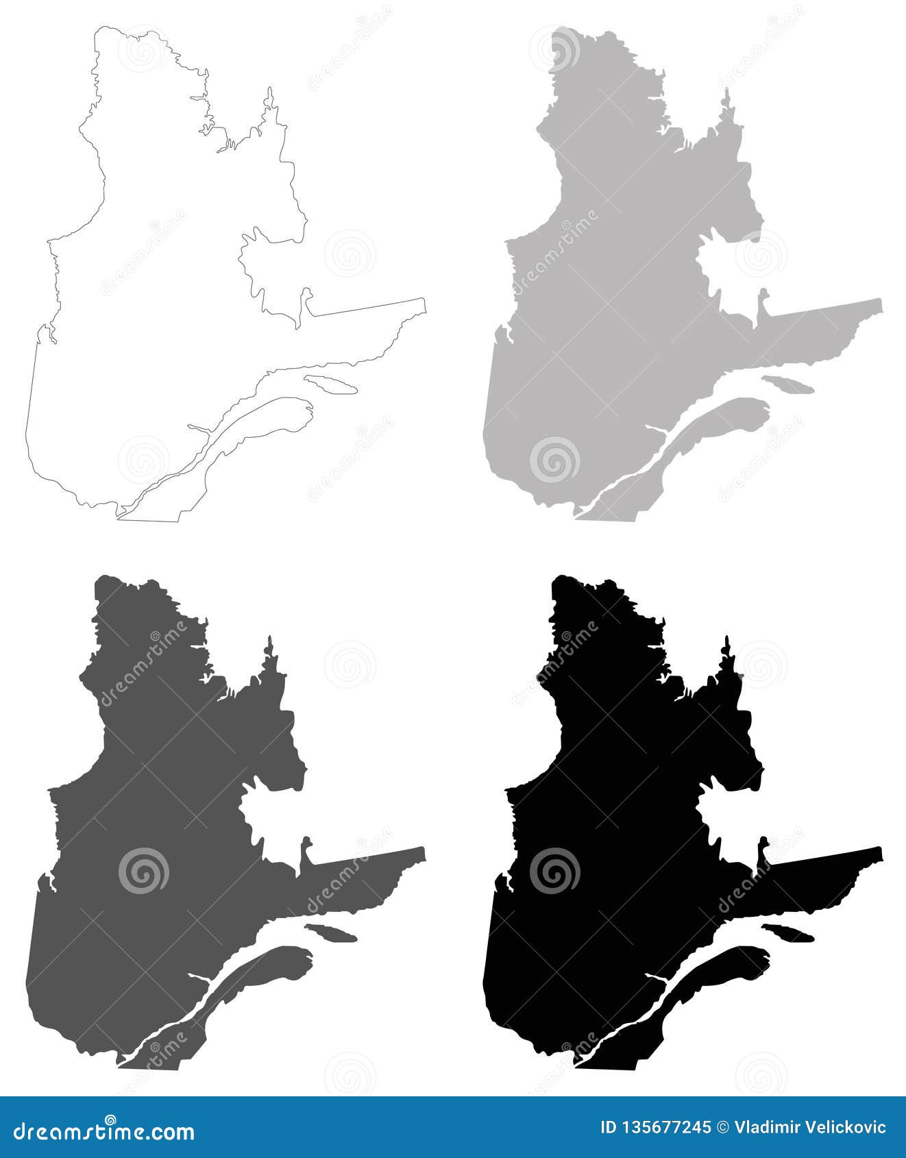 Quebec Map - the Biggest Province and Territory of Canada Stock Vector ...