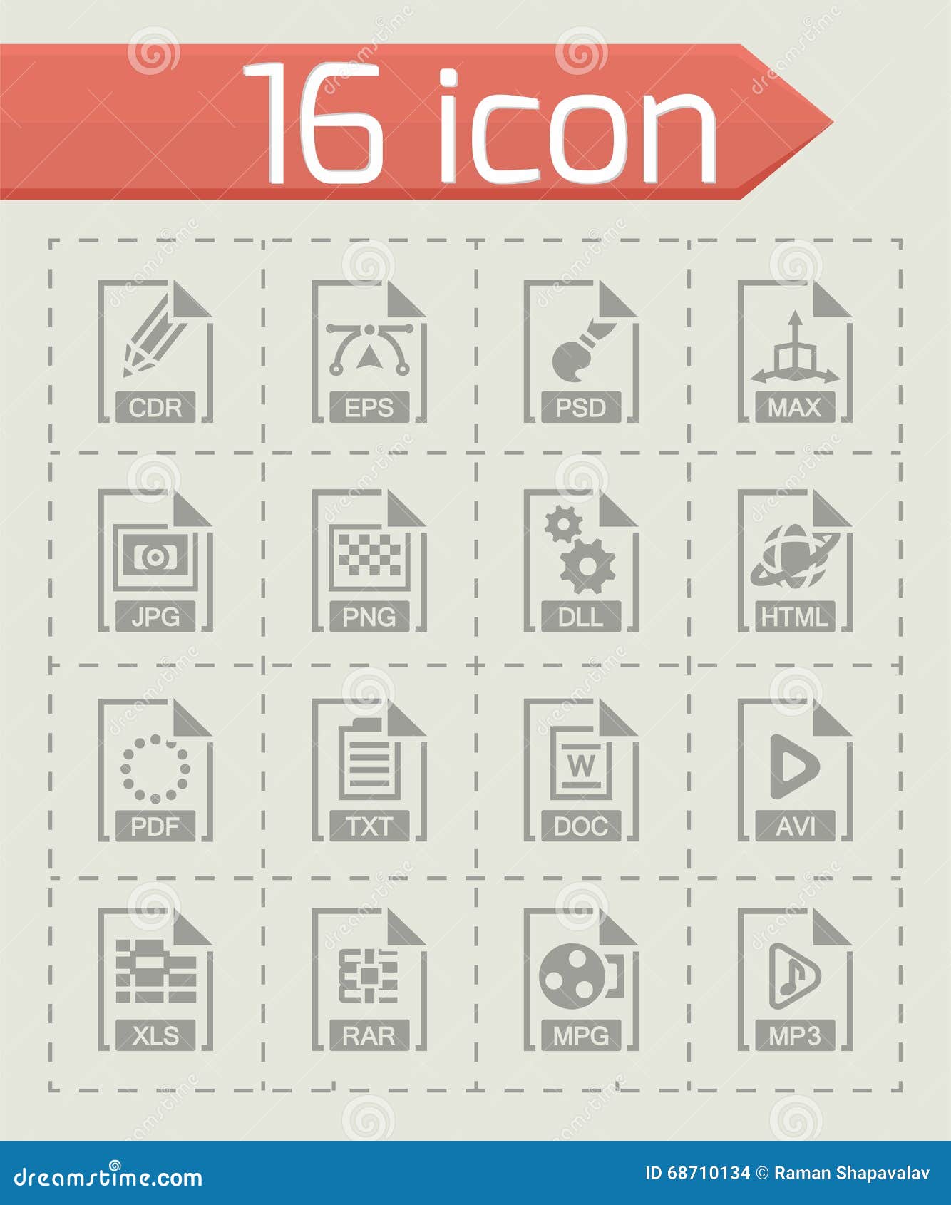 Vector File type icon set stock vector. Illustration of isolated - 68710134