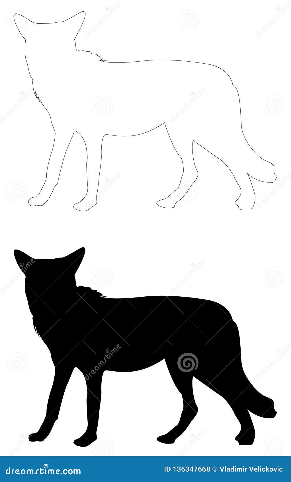 Wolf Silhouette - Grey/gray Wolf or Timber Wolf Stock Vector ...