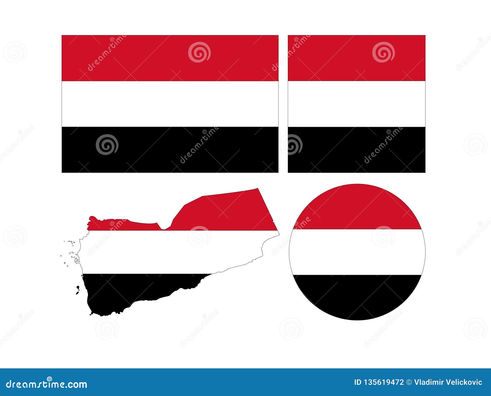 Yemen Flag And Map Republic Of Yemen Stock Vector Illustration Of