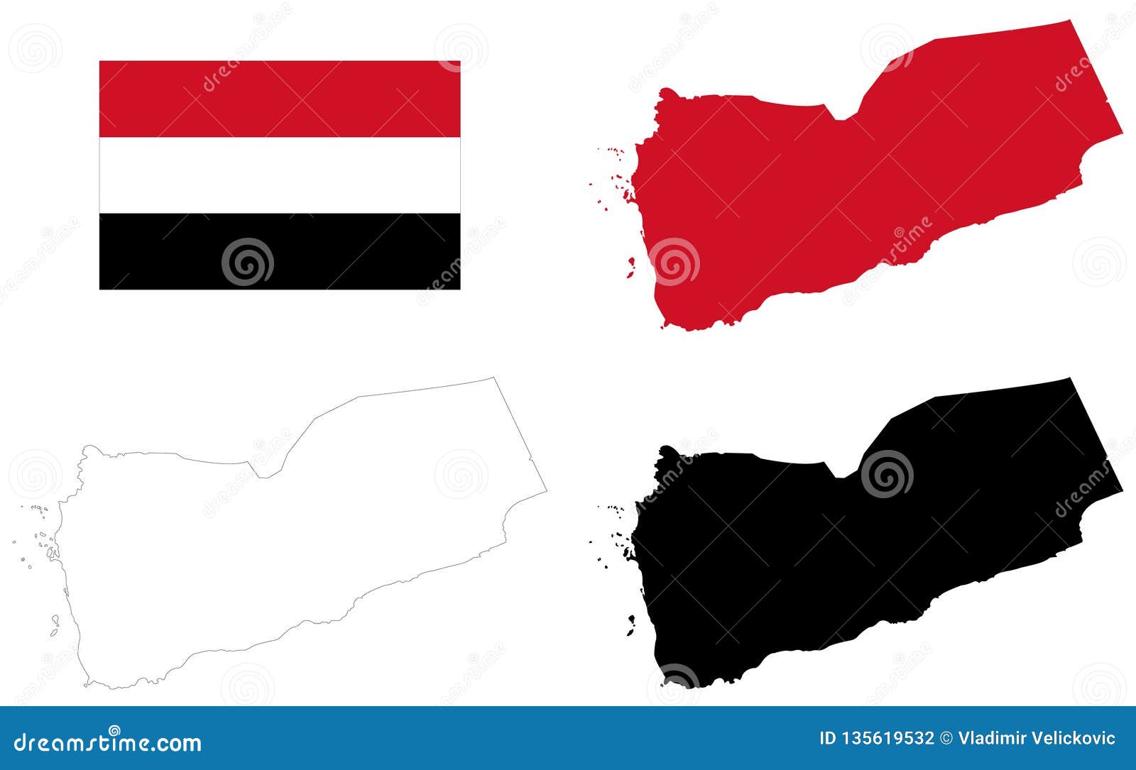 Yemen Flag And Map Republic Of Yemen Stock Vector Illustration Of