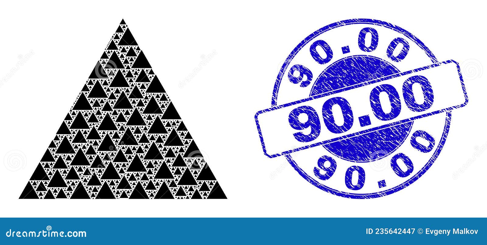 Grunge 90.00 Stamp Seal and Filled Triangle Recursion Mosaic of Self ...