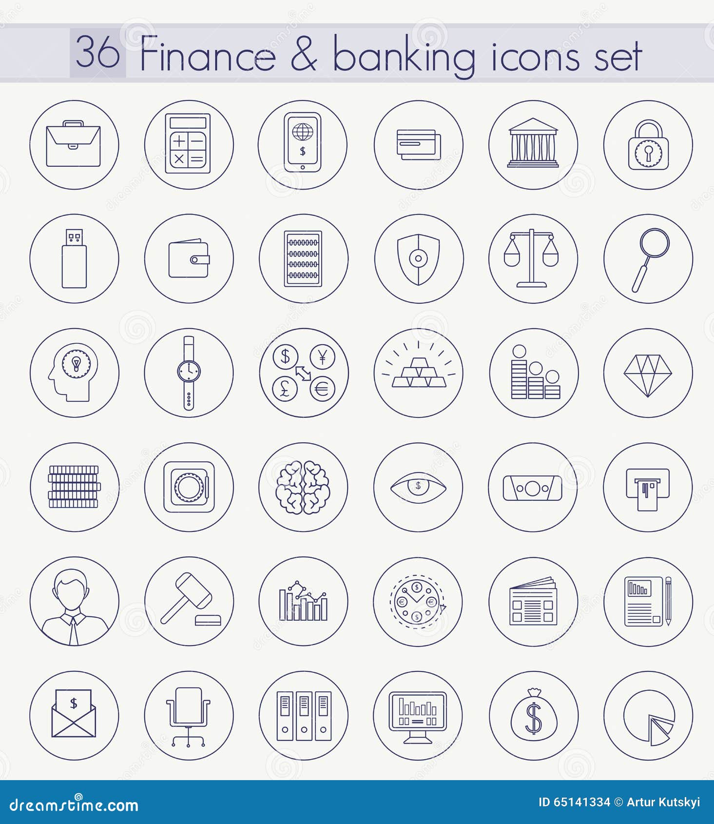 Vector Finance and Banking Outline Icon Set. Thin Line Style Design ...