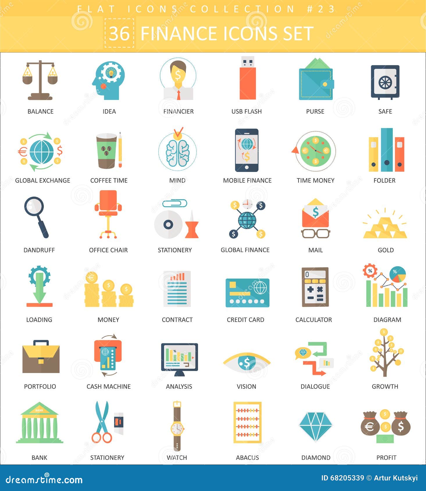 Vector Set Of Finance Icons Related To Graph Chart, Online Statistics ...