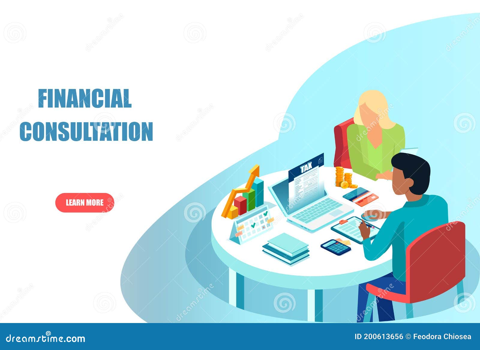 Vector of a Financial Advisor Consulting a Customer on Investment Stock ...