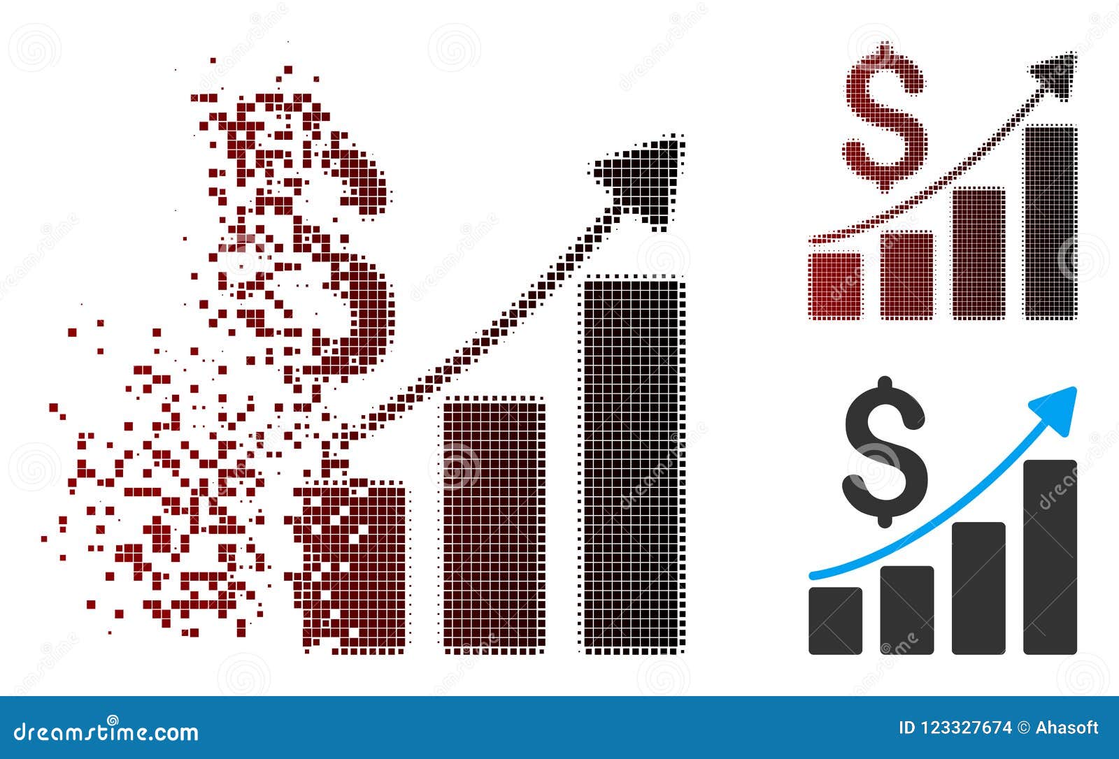 Dissolved Pixel Halftone Financial Report Icon Stock Vector ...