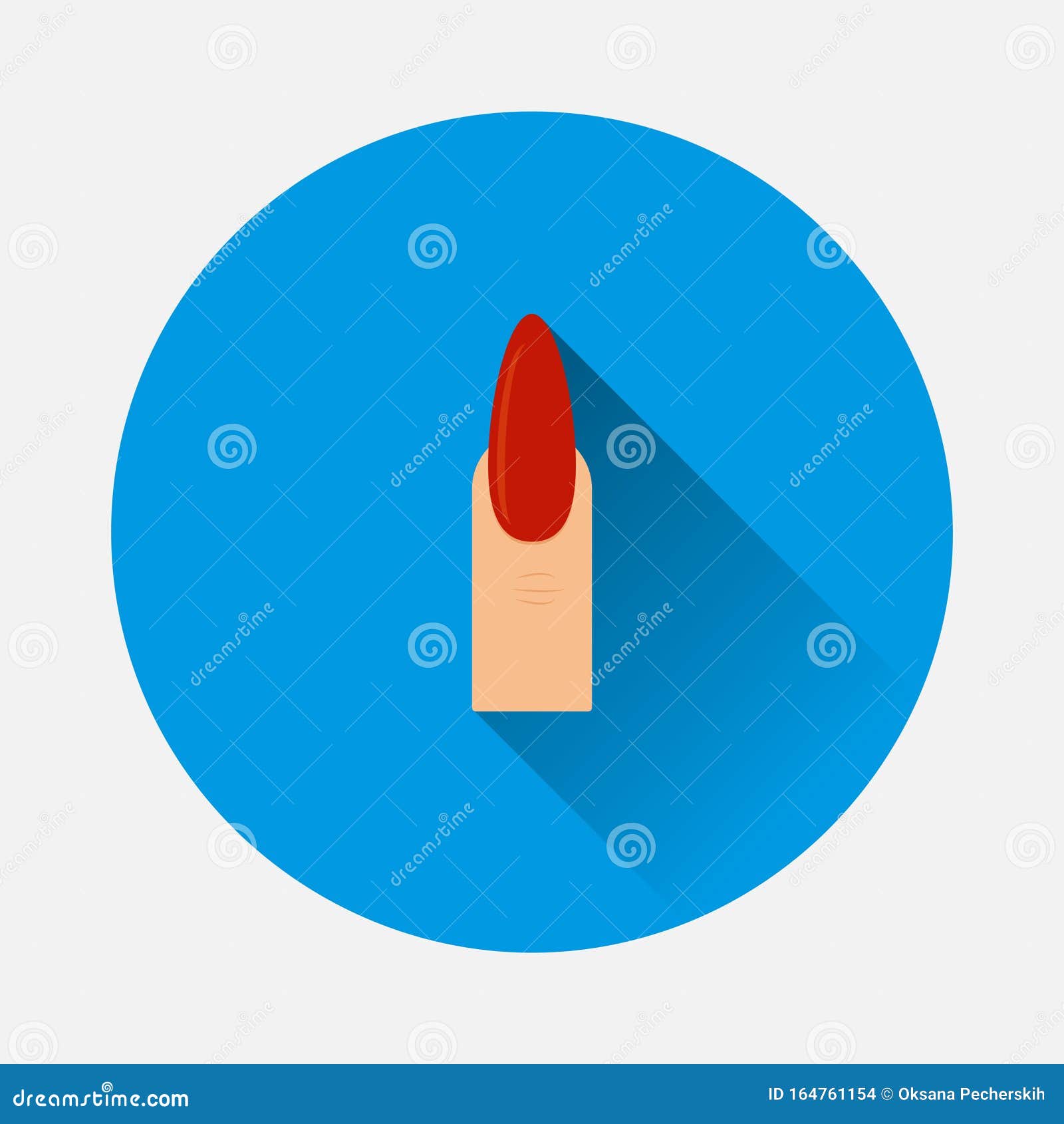 Vector Finger and Painted Nail Icon. Manicure Symbol Icon on Blue ...
