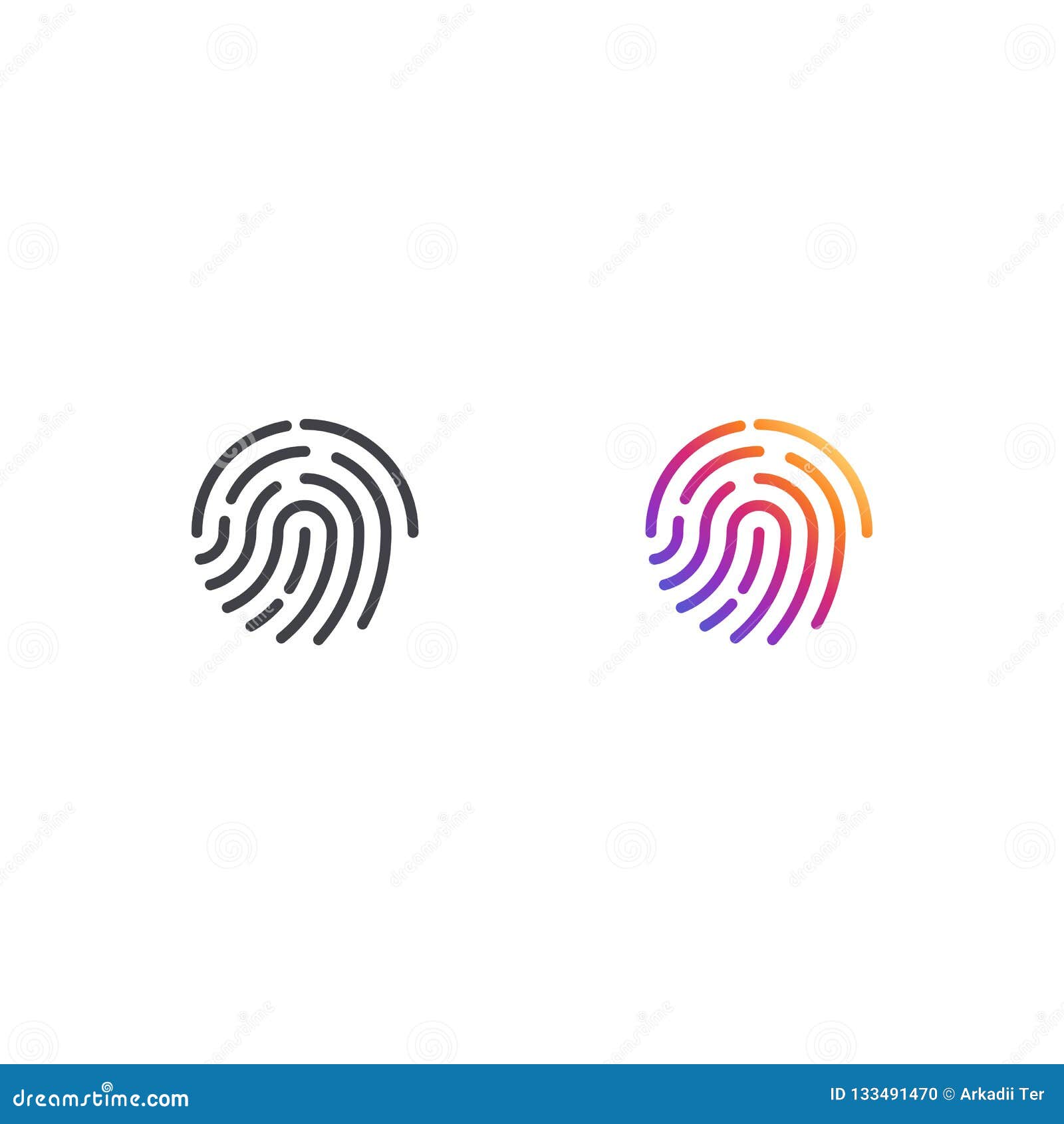 Vector Fingerprint Icon. Two Fingerprint Symbol Shape. Biometric ...