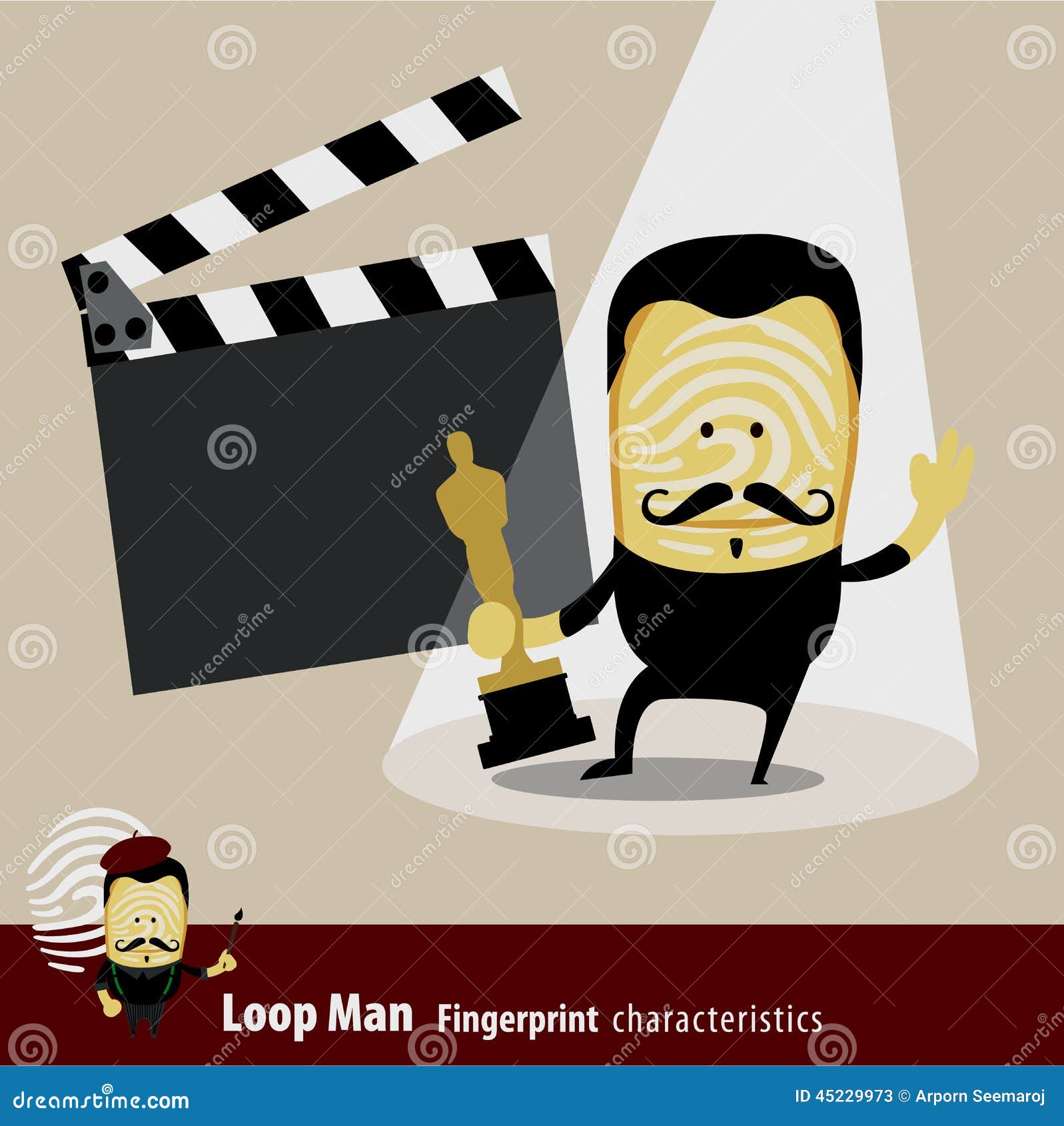 Vector of Fingerprint Man Characteristics Series. Actor. Stock Vector ...