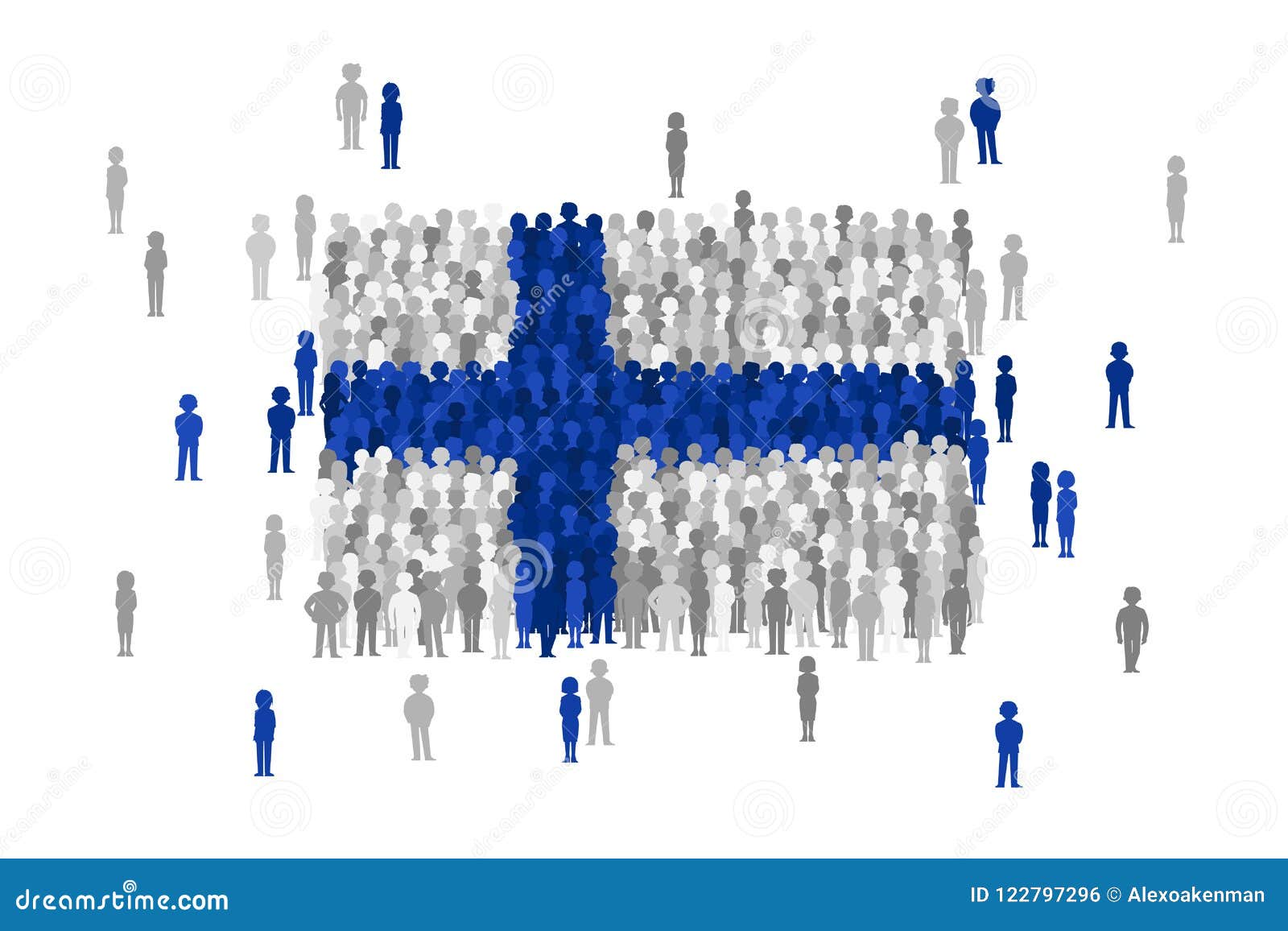 Finland People Icon Map. Stylized Vector Silhouette Of Finland ...