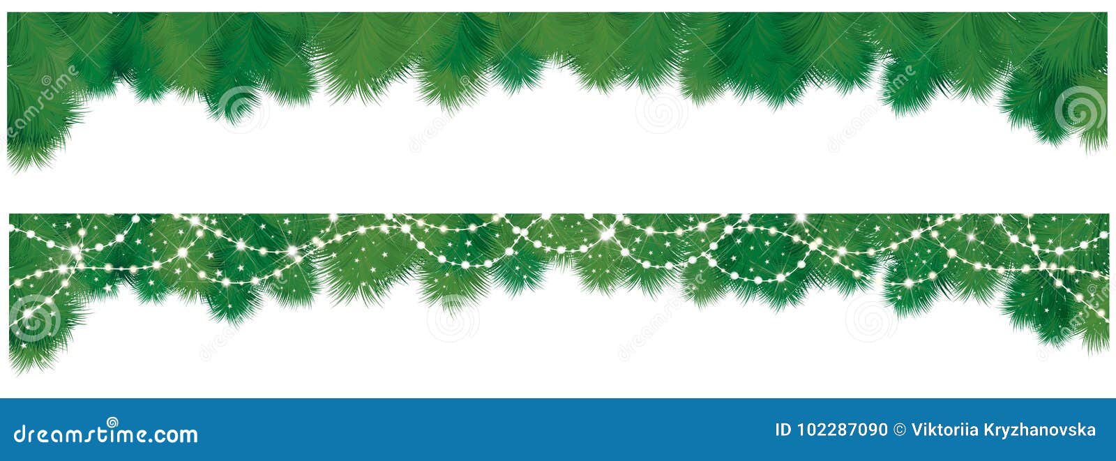 Vector fir tree borders. stock vector. Illustration of card - 102287090