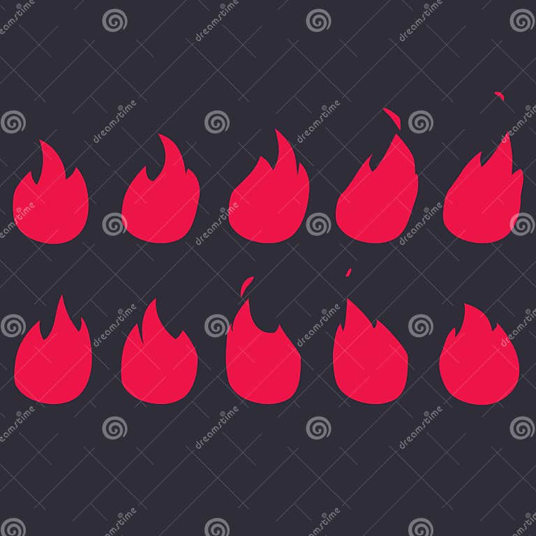 Vector Fire Animation Sequence. Sprite Sheet Flame Stock Illustration ...