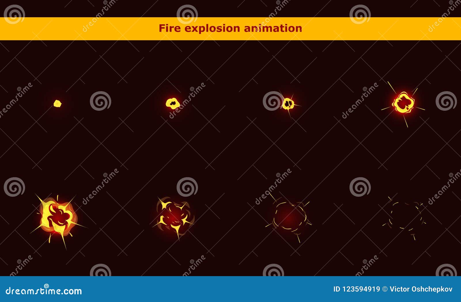 Fire Explosion Animation Frames for Cartoon Game Stock Vector ...
