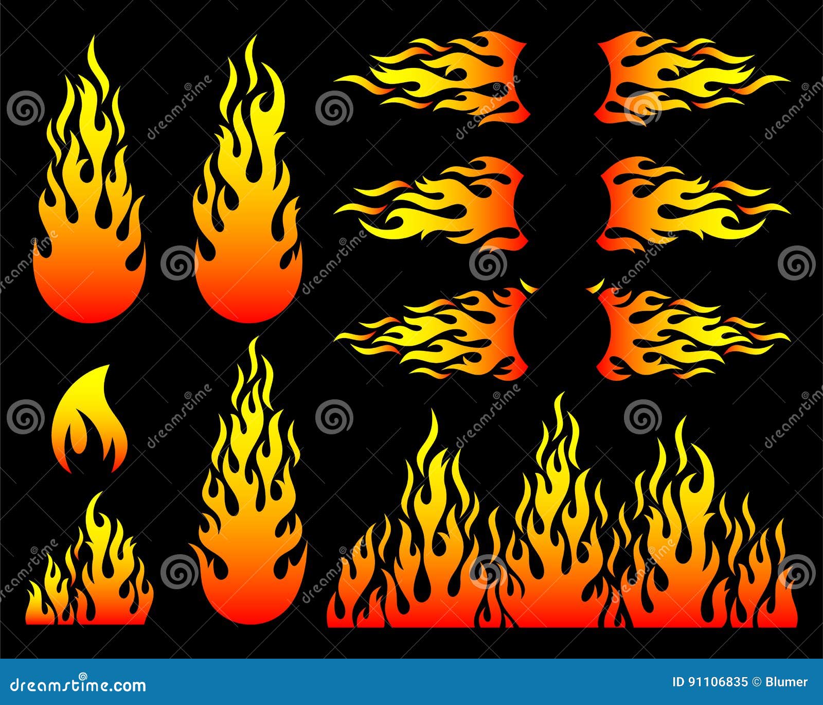 Vector Fire Flame Design Elements Stock Vector - Illustration of gothic ...