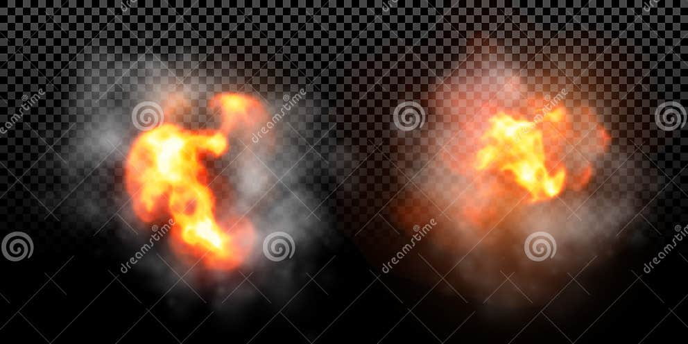 Vector Fire Flame Explosion Effect on Black Background Stock Vector ...
