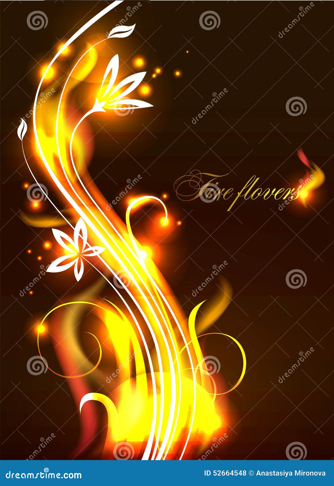 Vector fire flowers stock vector. Illustration of abstract - 52664548